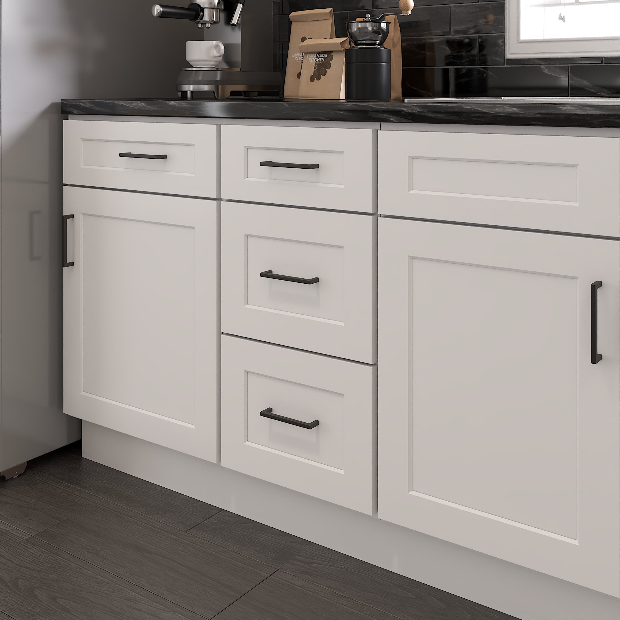 Furinno Shaker Drawer Base Kitchen Cabinet with 3-Drawers, Ready to ...