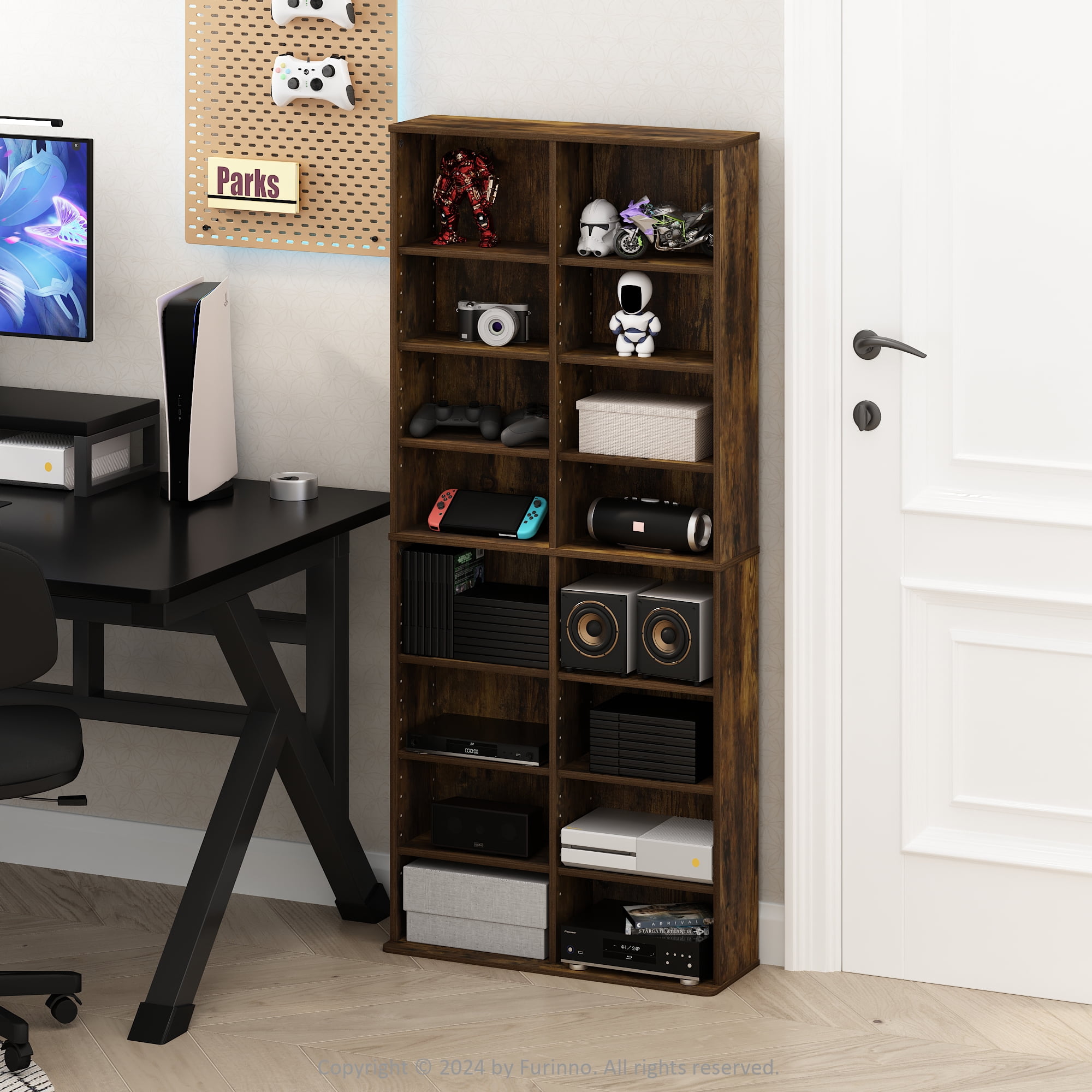 Furinno JAYA 16-Shelf Multimedia Media Storage Tower Rack with ...