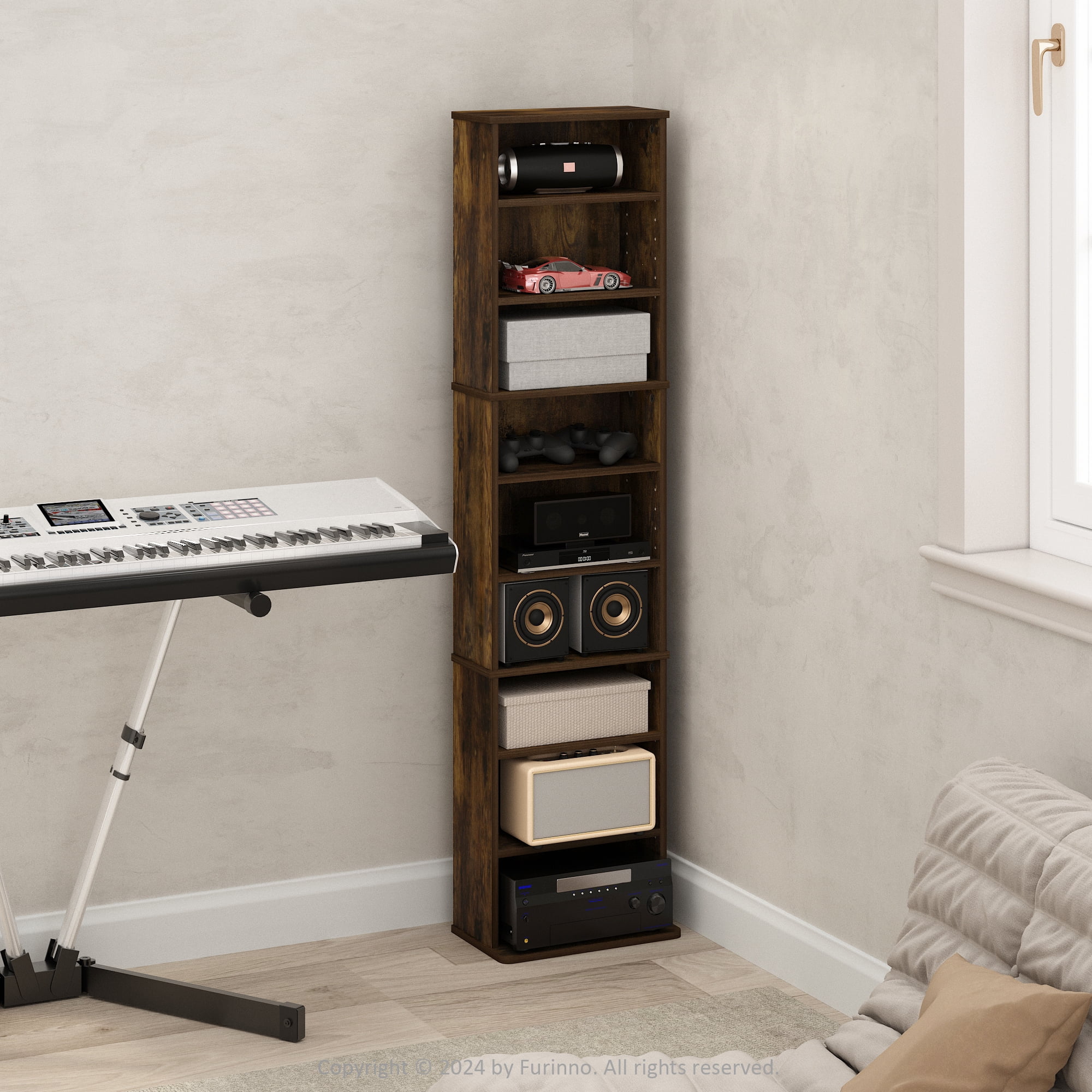 Furinno JAYA 9-Shelf Multimedia Media Storage Tower Rack with ...