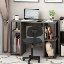 Furinno Compact Computer Desk with Shelves, French Oak Grey/Black ...