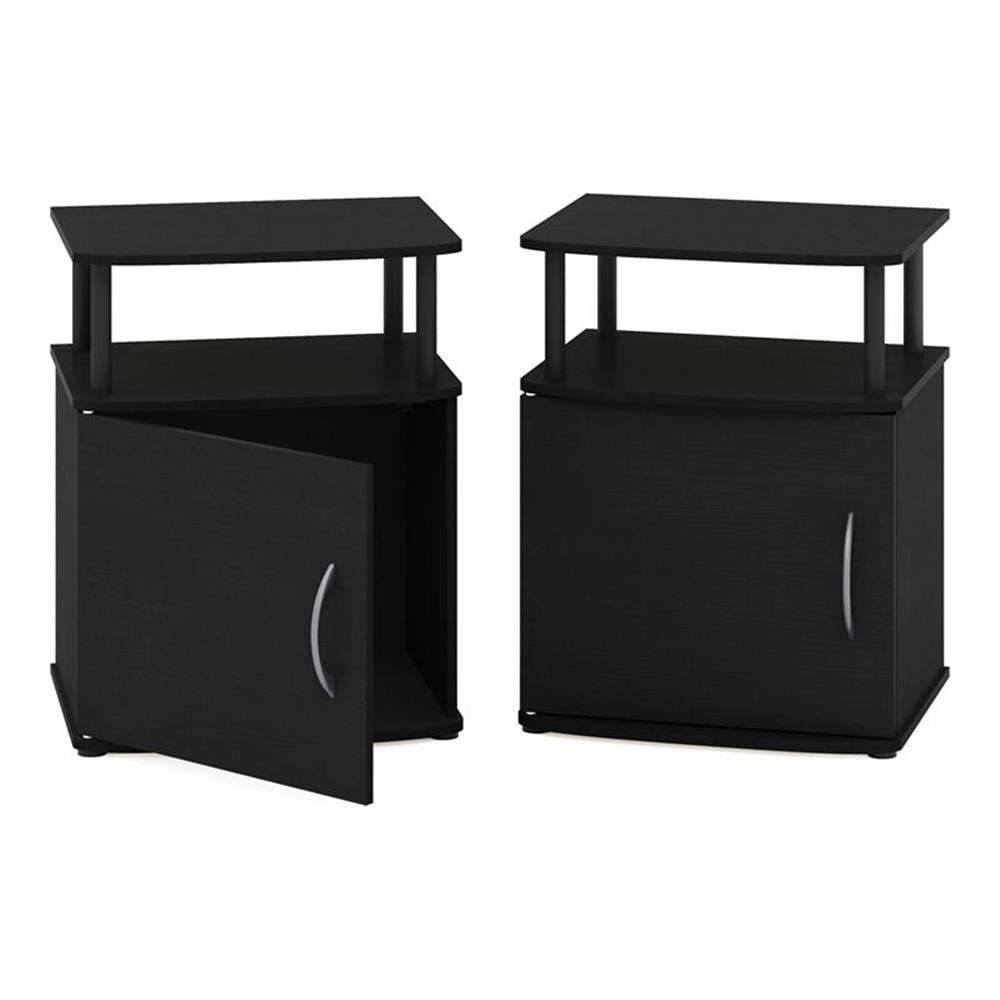 Furinno JAYA Black End Table Set with Side Storage and Easy Assembly ...