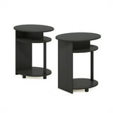 Furinno JAYA Simple Design Oval Wooden End Table for Living Room, Set ...