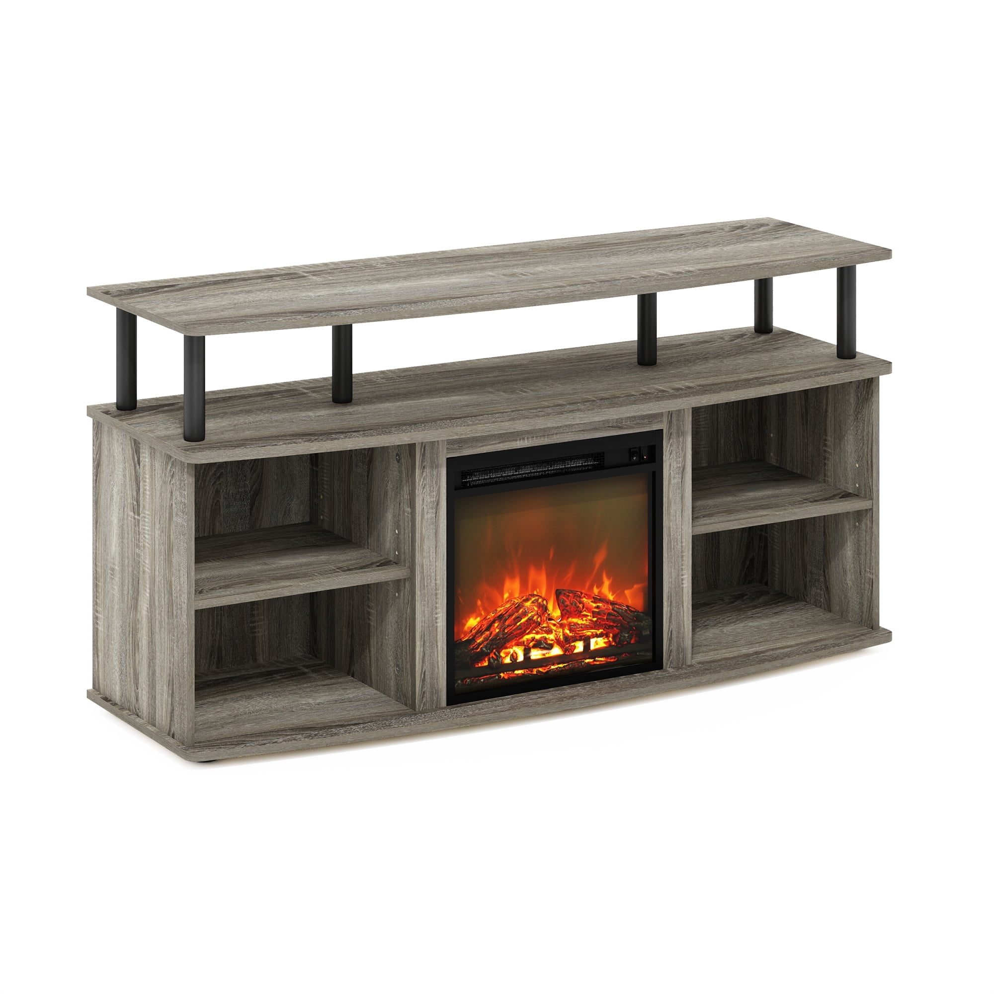 Furinno Jensen Black Heater Entertainment Center, Open Shelving Storage ...