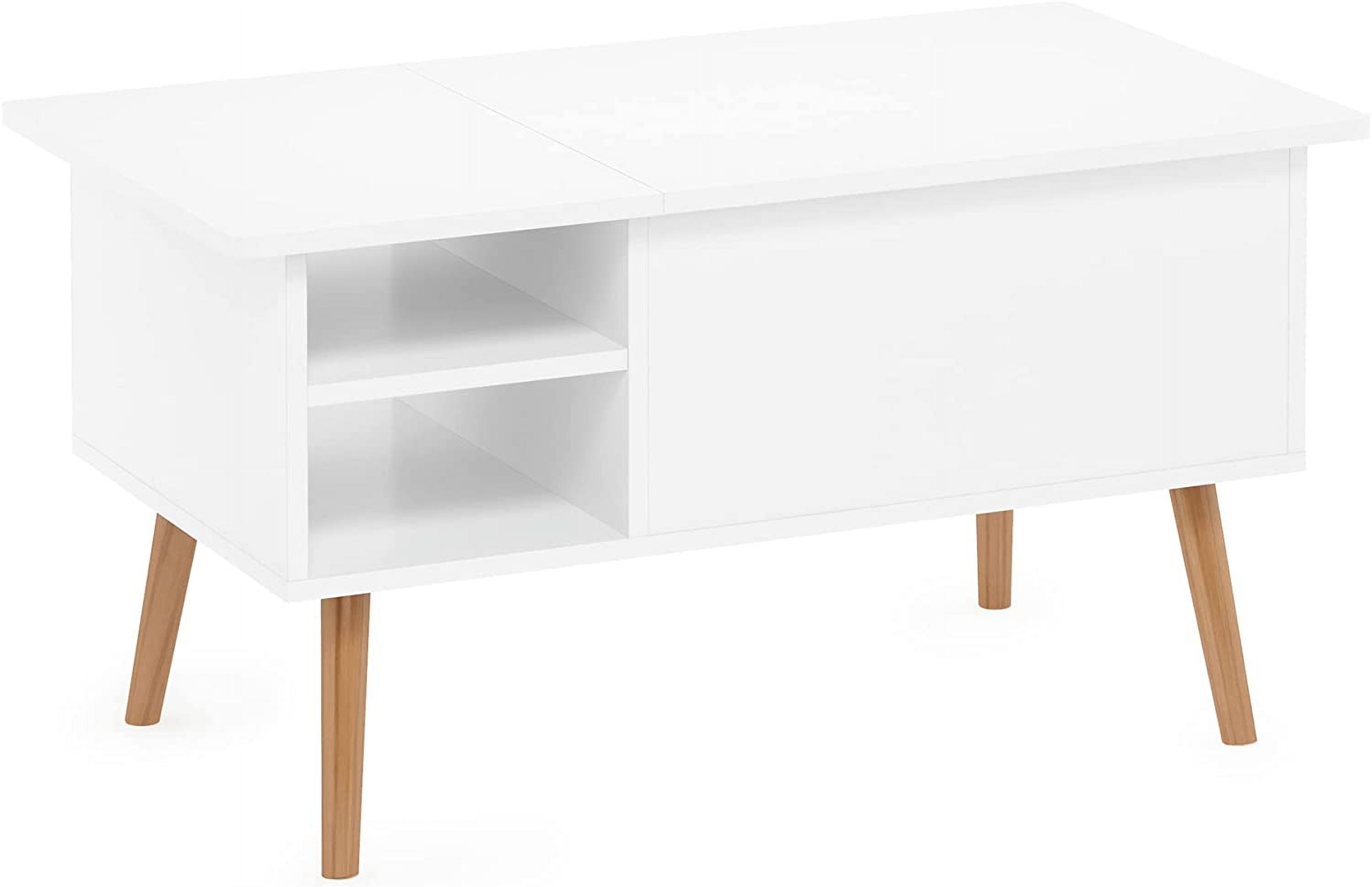 Furinno Jensen Wooden Leg Lift Top Coffee Table with Hidden Compartment ...