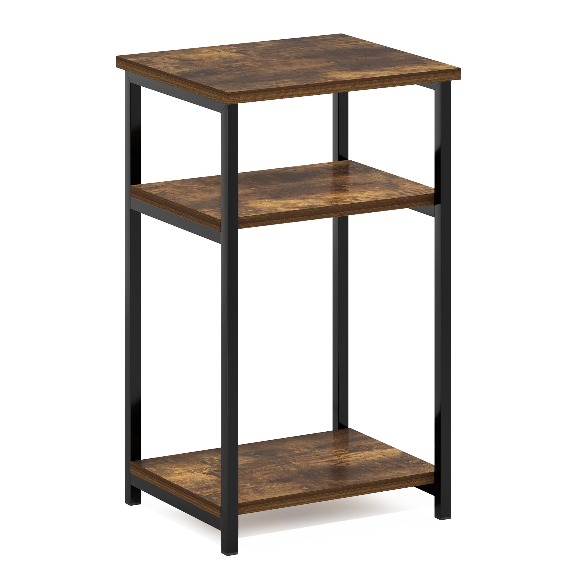 Furinno Just 3-Tier Industrial Metal Frame End Table with Storage ...