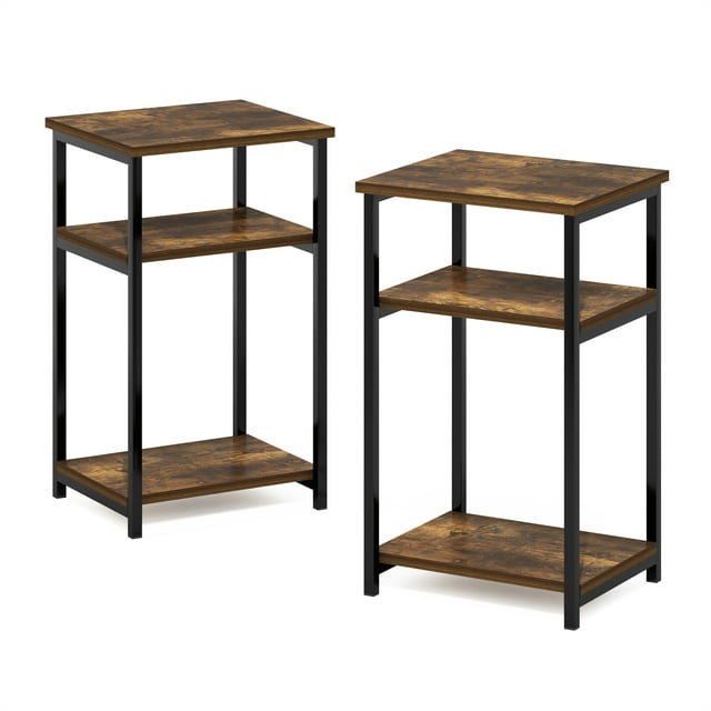 Furinno Just 3-Tier Industrial Metal Frame End Table with Storage ...