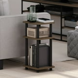 Furinno End Table, 11.3x13.15x22.76 inches, Columbia Walnut/Black ...