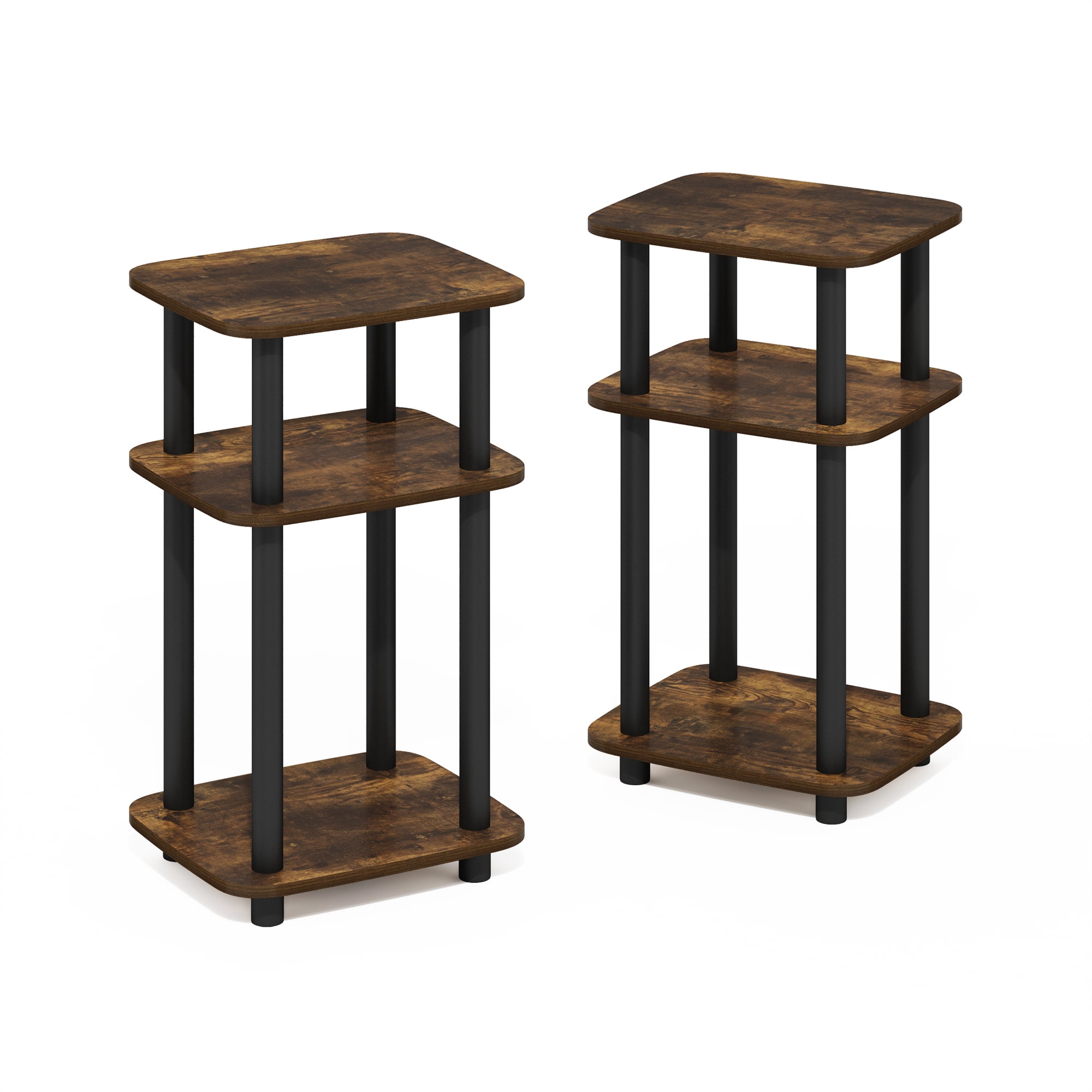 Furinno Just 3-Tier Turn-N-Tube Curve End Table, Side Table, 2-Pack, Amber Pine/Black - Walmart.com