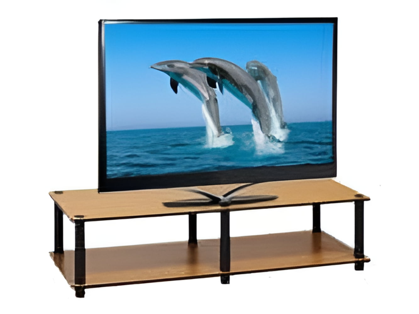 Furinno, TV Stand, 41.3W x 15.6D x 10.9H in, assembled without tools ...