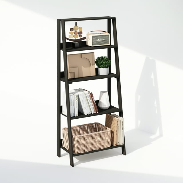 Furinno Ladder Bookcase, Bookshelf, Display Shelf, 5-Tier, Espresso ...