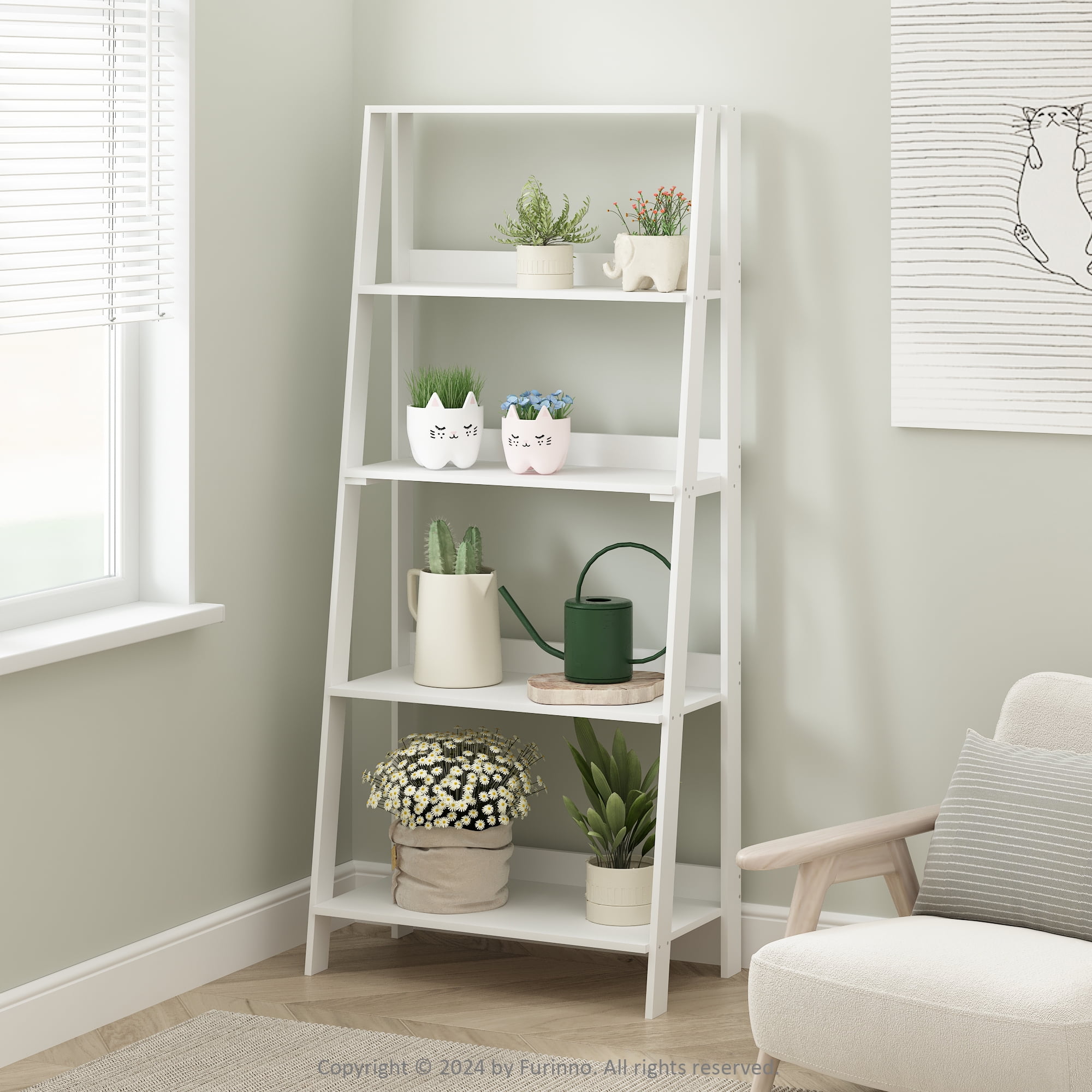Free Shipping! Furinno Ladder Bookcase, Bookshelf, Display Shelf, 5 ...