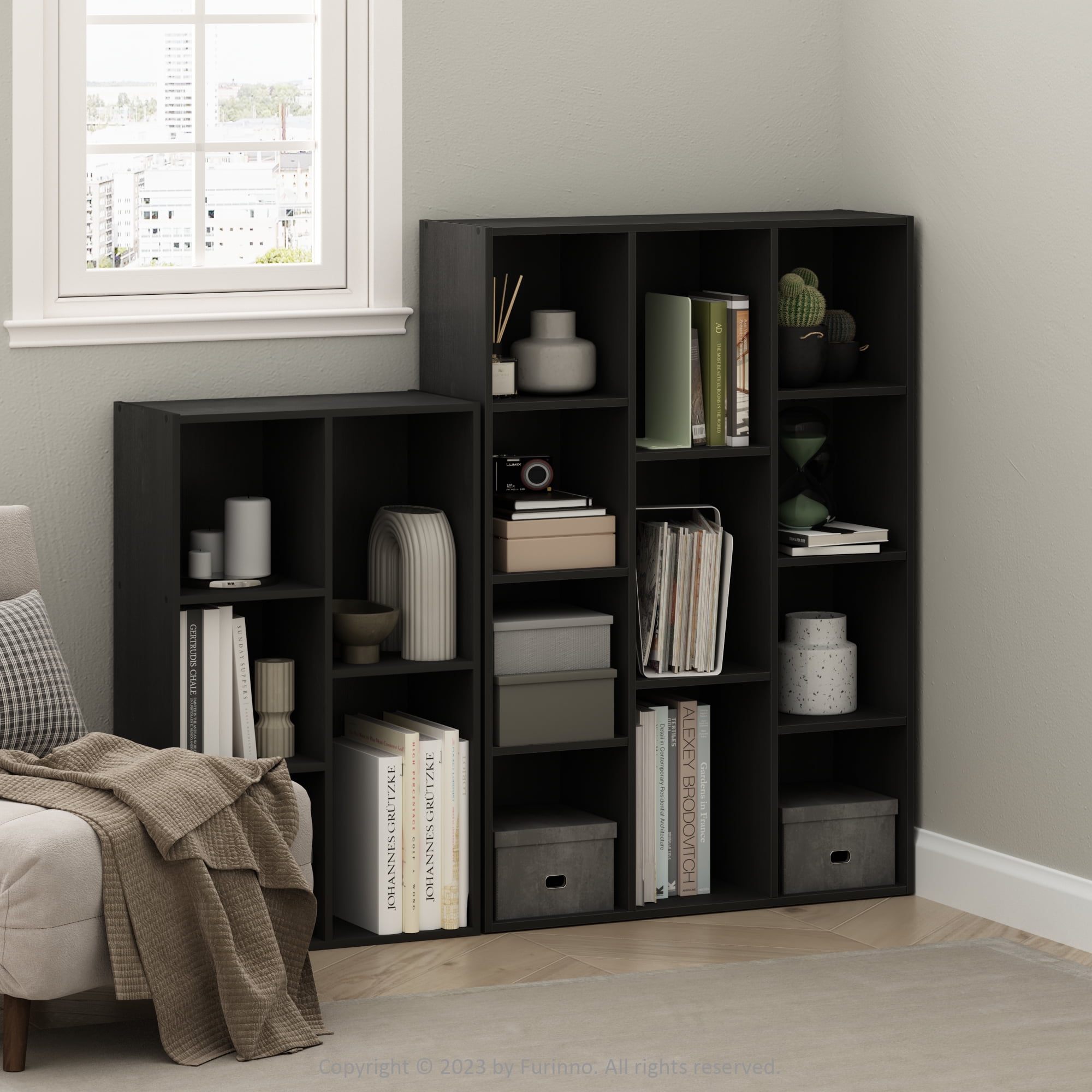 Furinno Luder 11-Cube Reversible Open Shelf Bookcase, Blackwood - Walmart.com