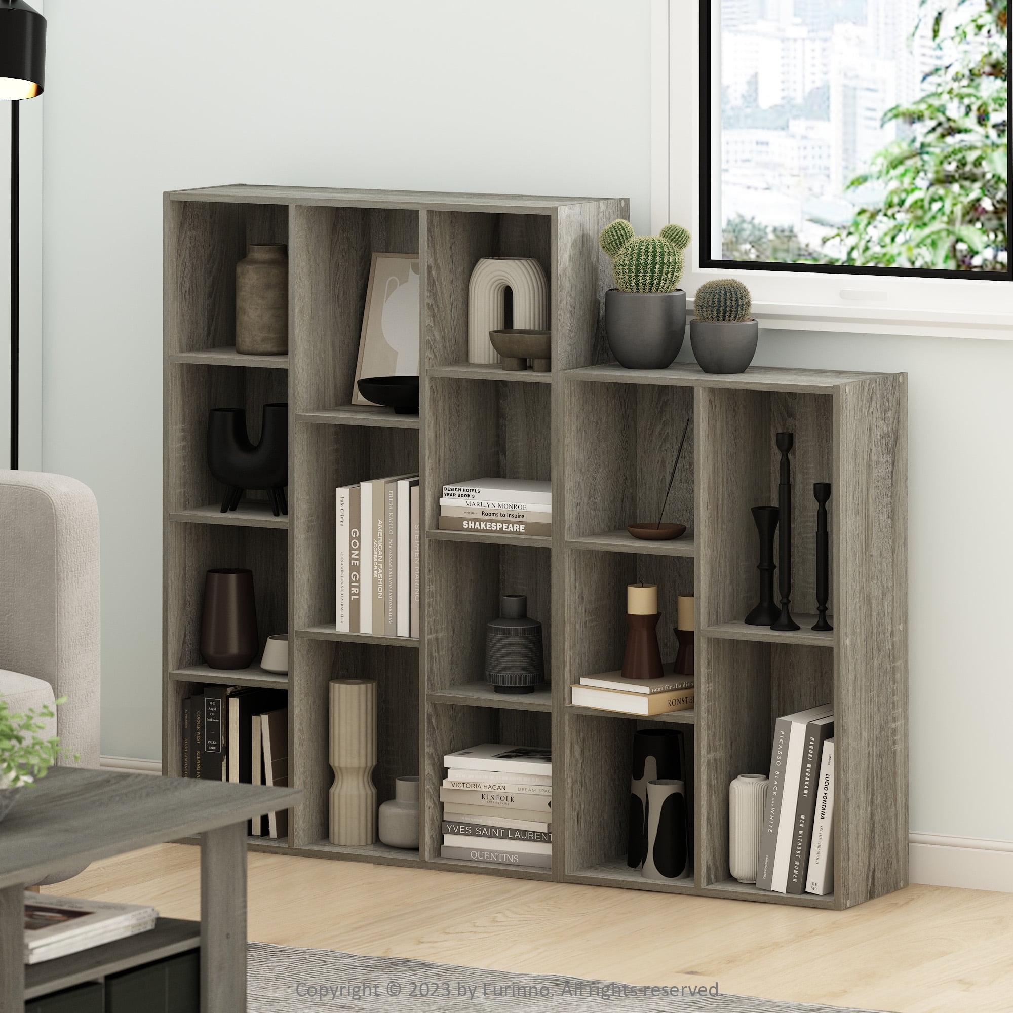 Furinno 5-Cube Open Shelf, Small Bookshelf Organizer, French Oak ...