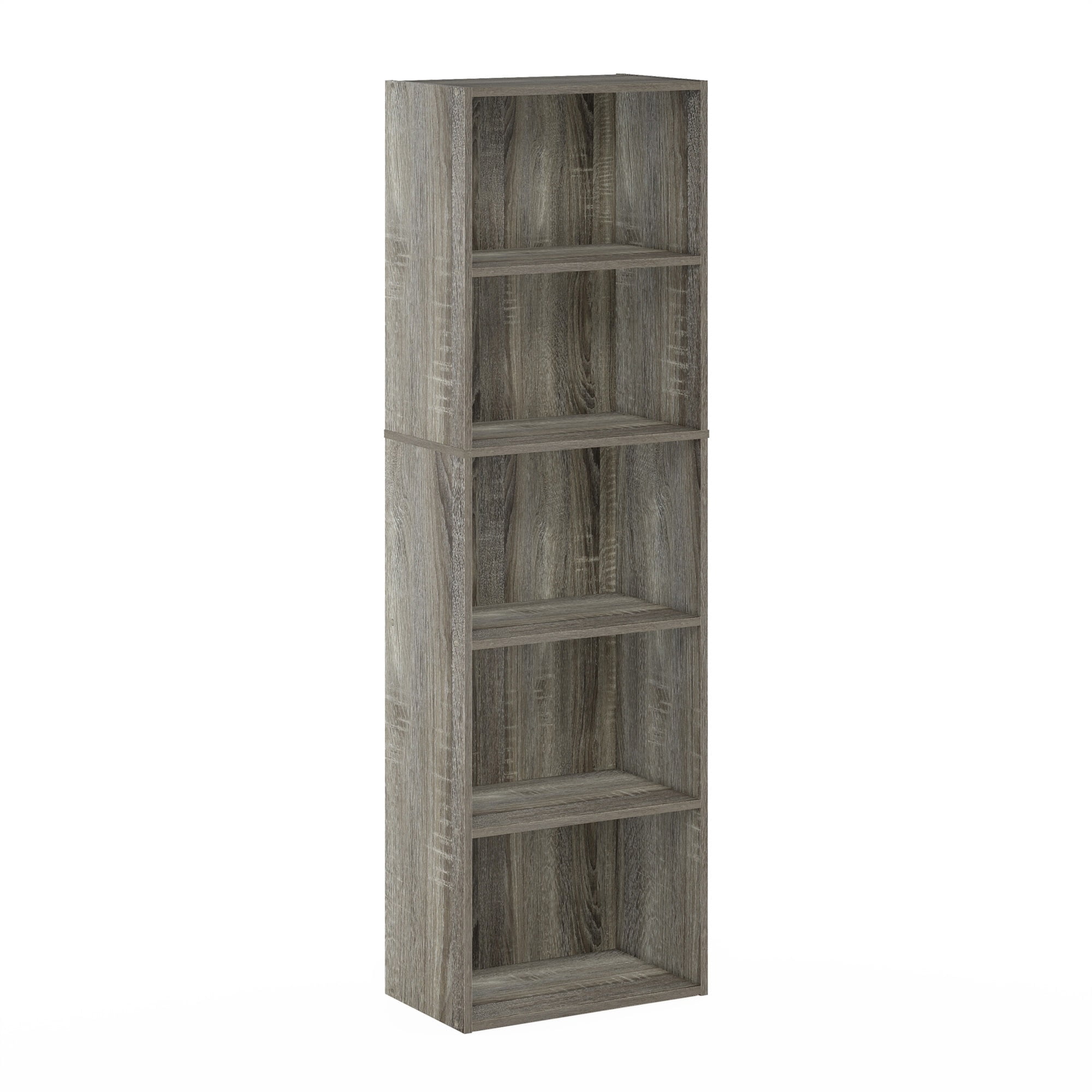 Furinno Luder 5-Tier Open Shelf, French Oak, Reversible Color ...