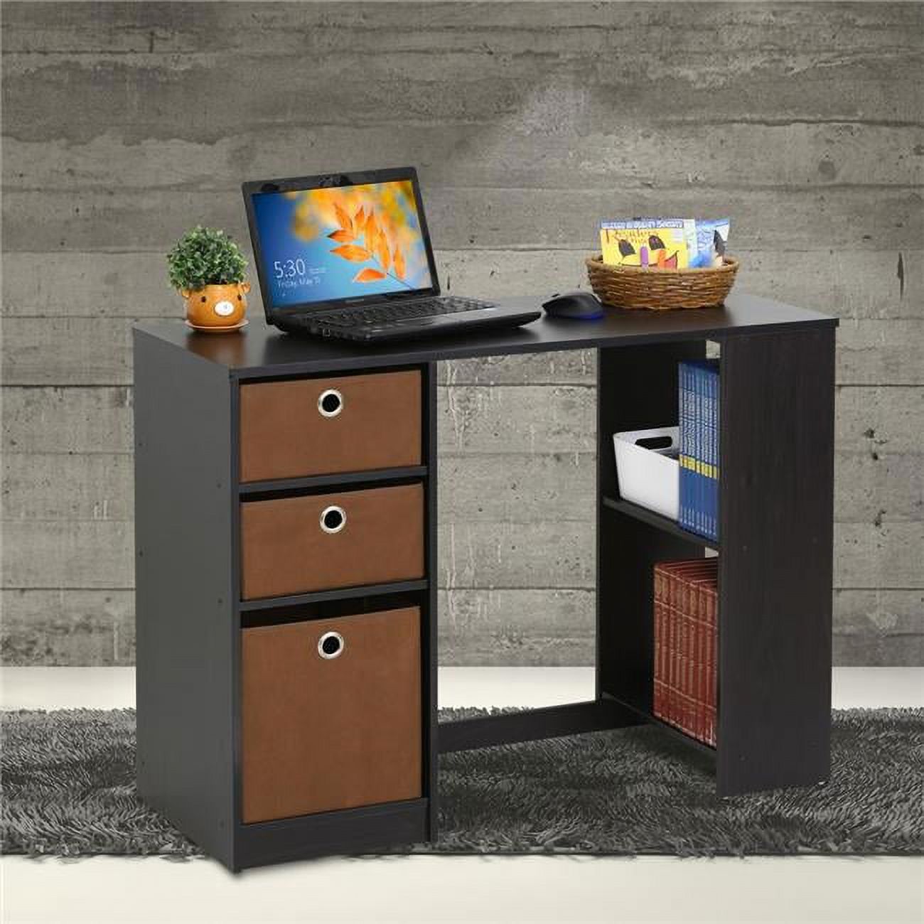 Furinno Modern Computer Study Desk, Espresso - Walmart.com