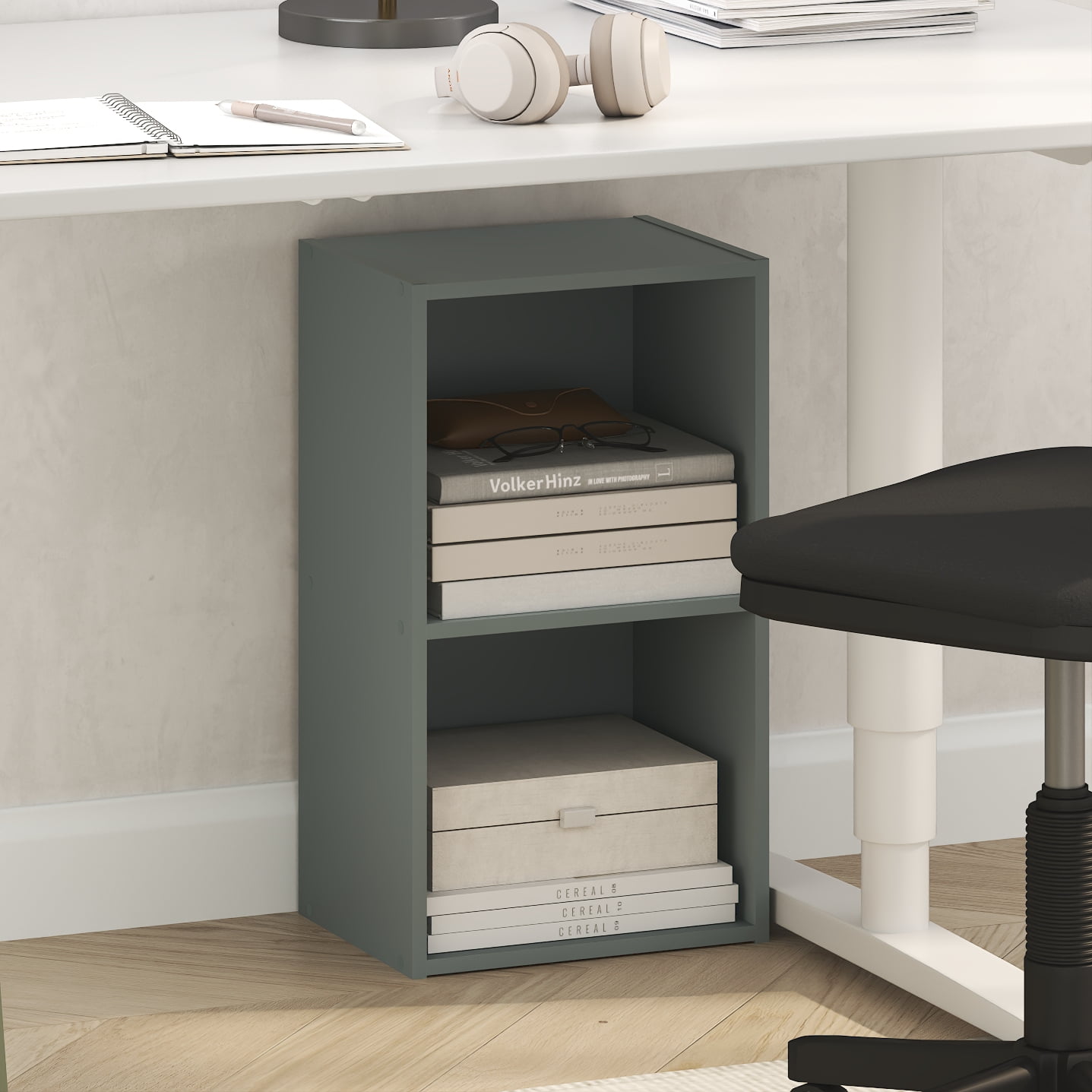 Furinno PASIR 2-Tier Modern Bookshelf Open Shelves Bookcase Sage Green ...