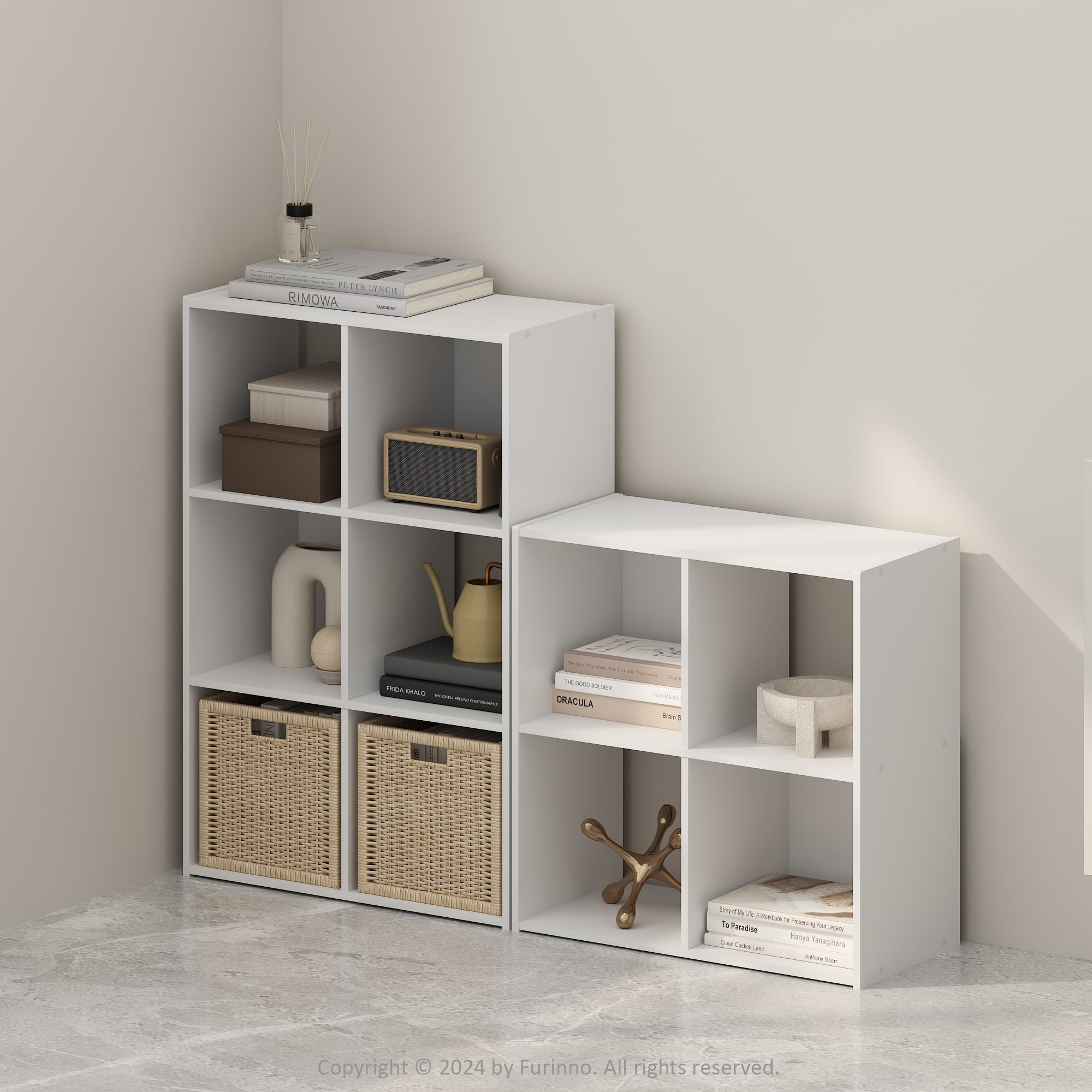 Furinno Pelli Cubic Storage Cabinet in Bookcase in Bookshelf in 6-Cube ...
