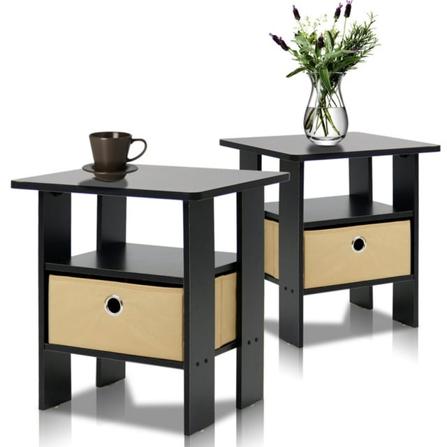 Furinno Petite End Table Set of 2 with Open Shelf Storage - Walmart.com