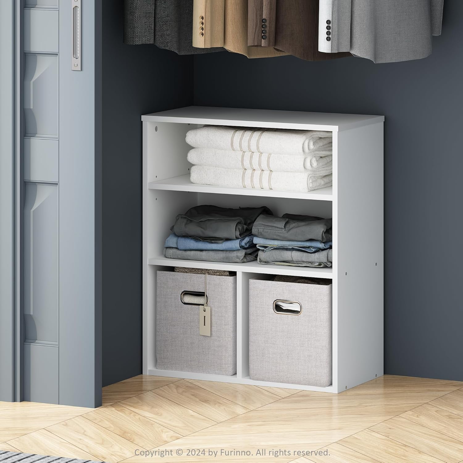 Furinno Reed 3 Tier Multipurpose Open Shelf Clothing & Closet Storage ...