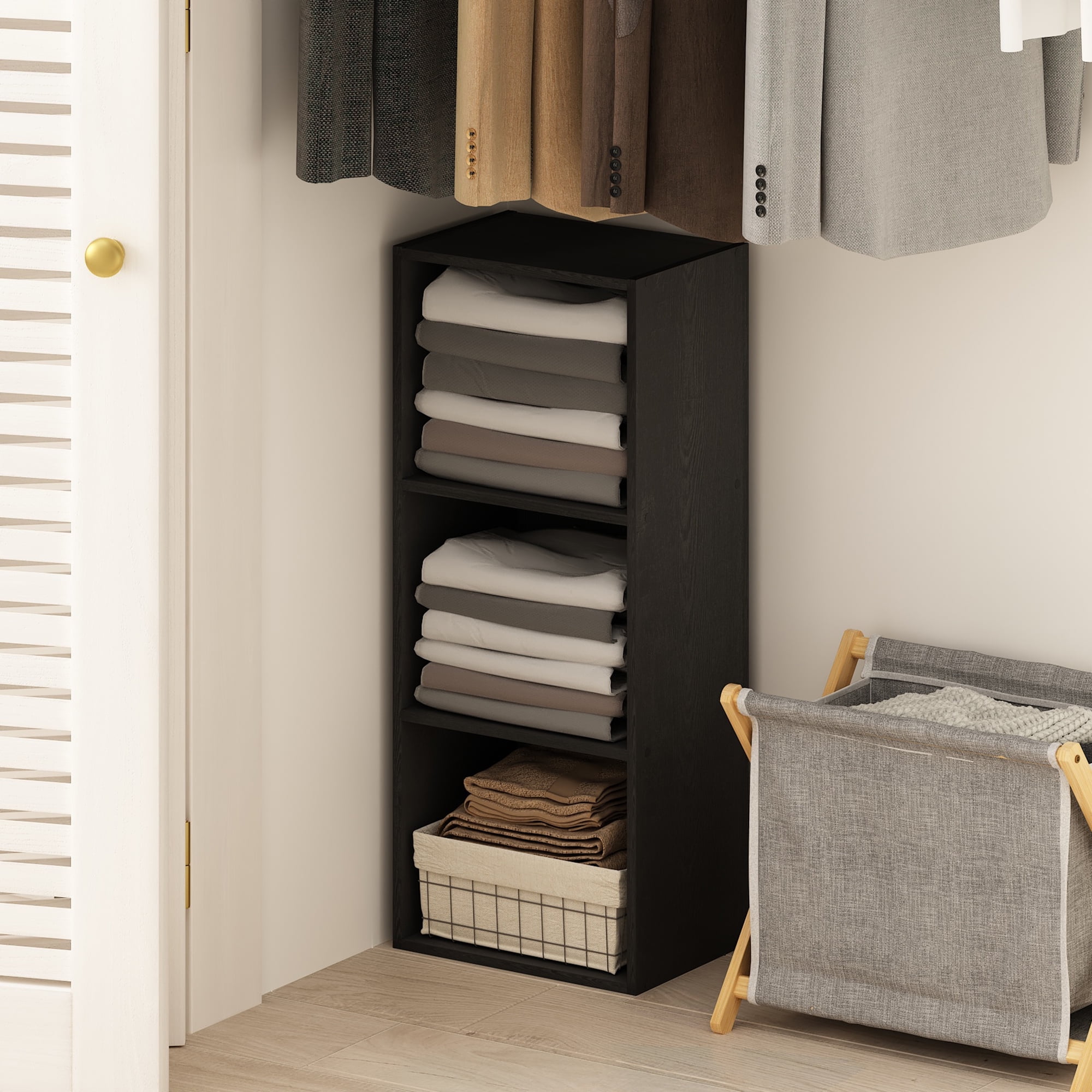 Furinno Reed 3-Tier Open Shelf Multipurpose Closet & Clothing Storage ...