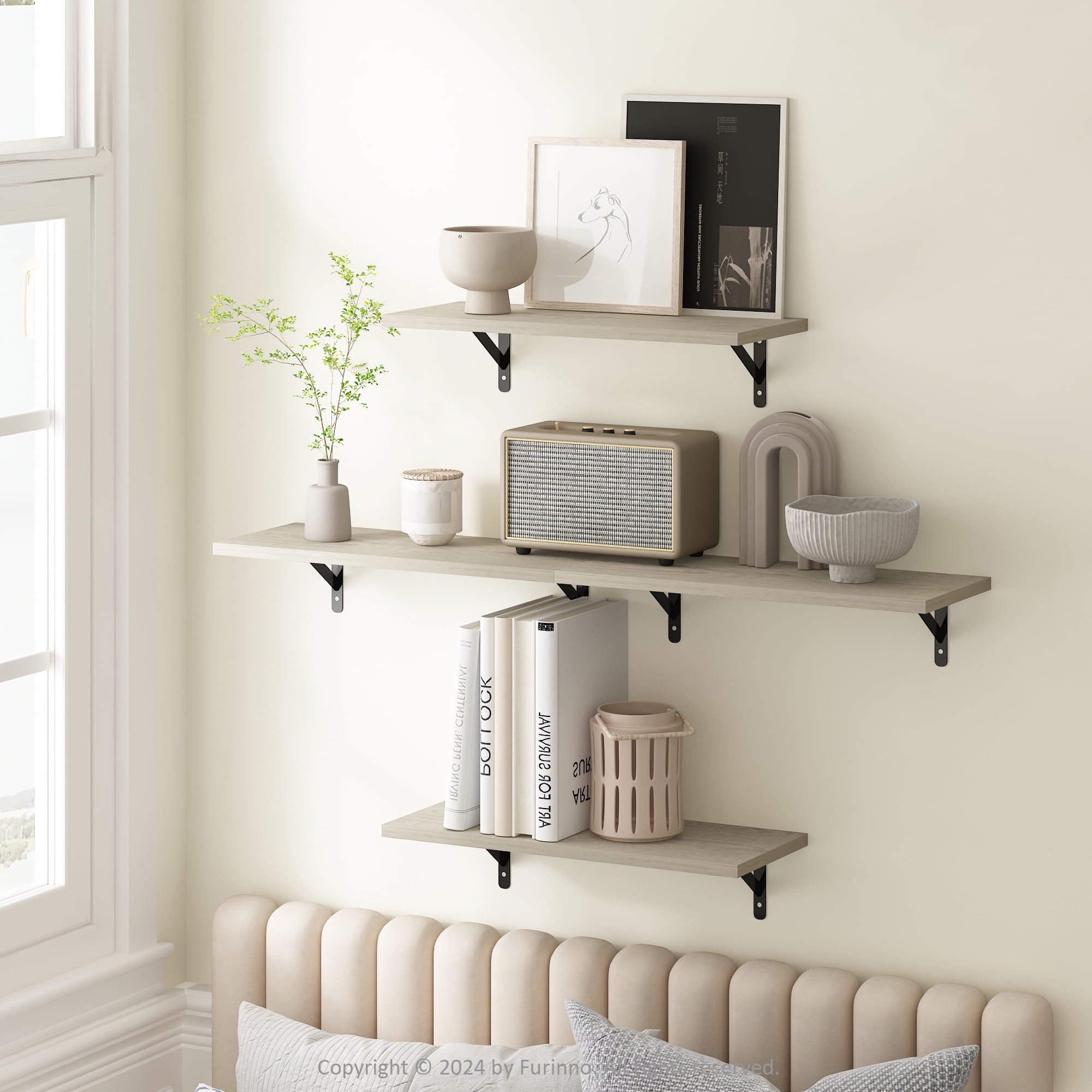 Furinno Rossi 18-Inch Wall Mounted Floating Display Shelves ...