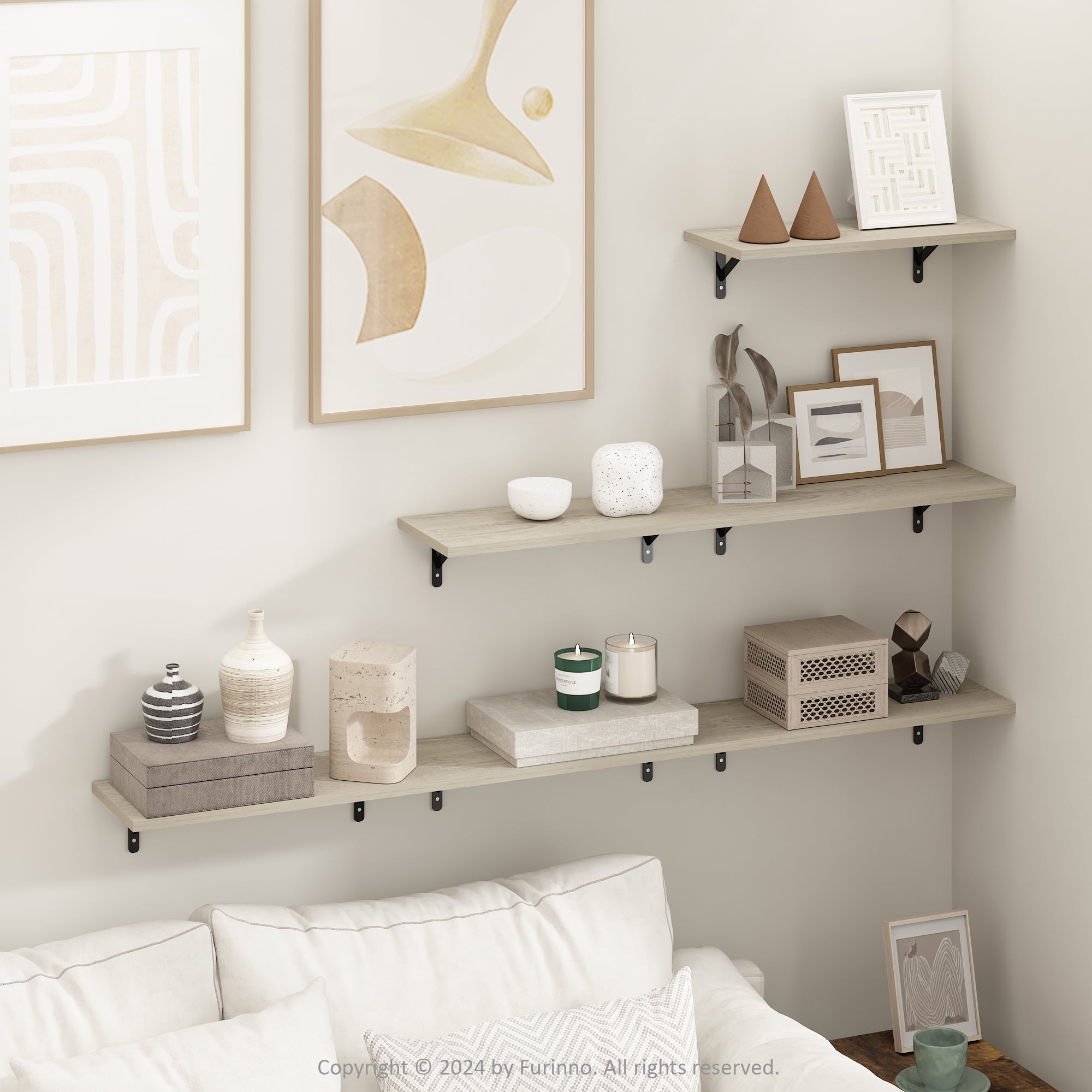 Furinno Rossi 18-Inch Wall Mounted Floating Display Shelves ...