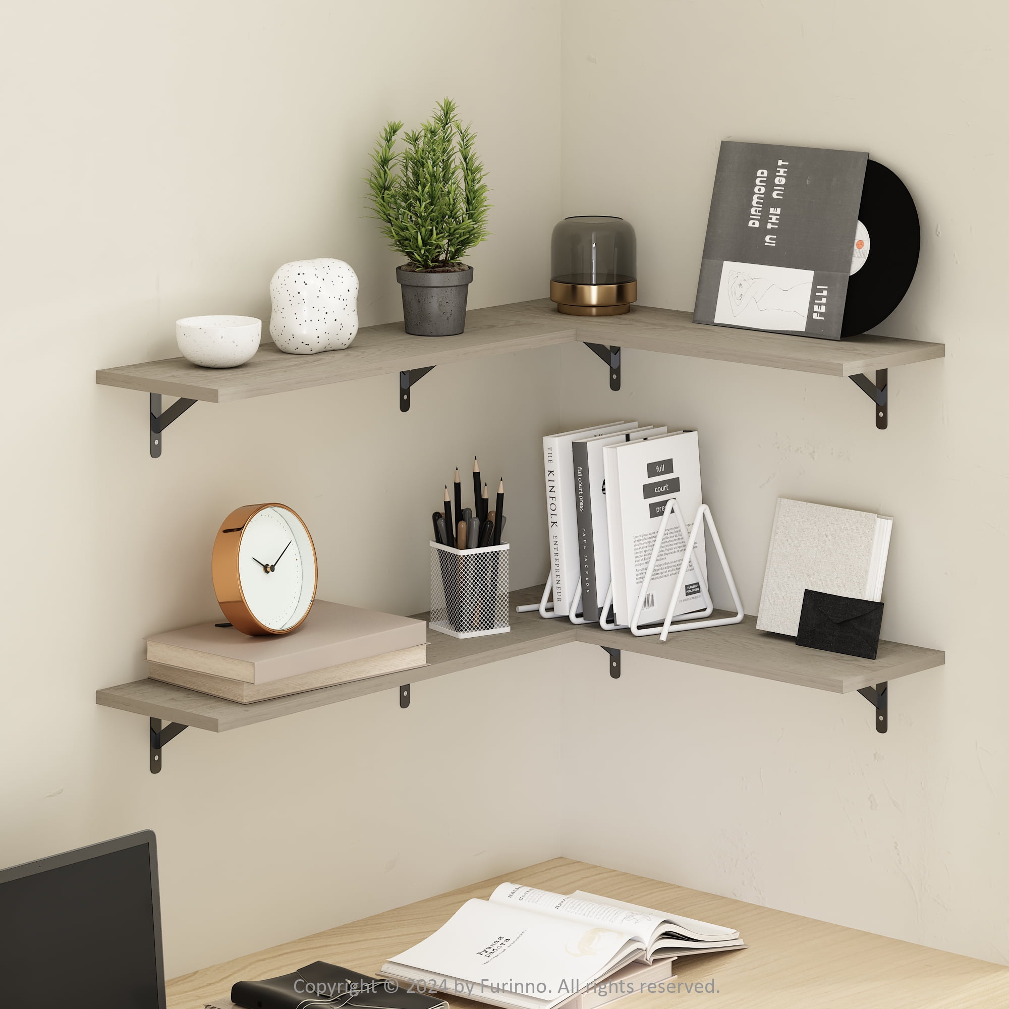 Furinno Rossi 23-Inch Wall Mounted Floating Display Shelves ...