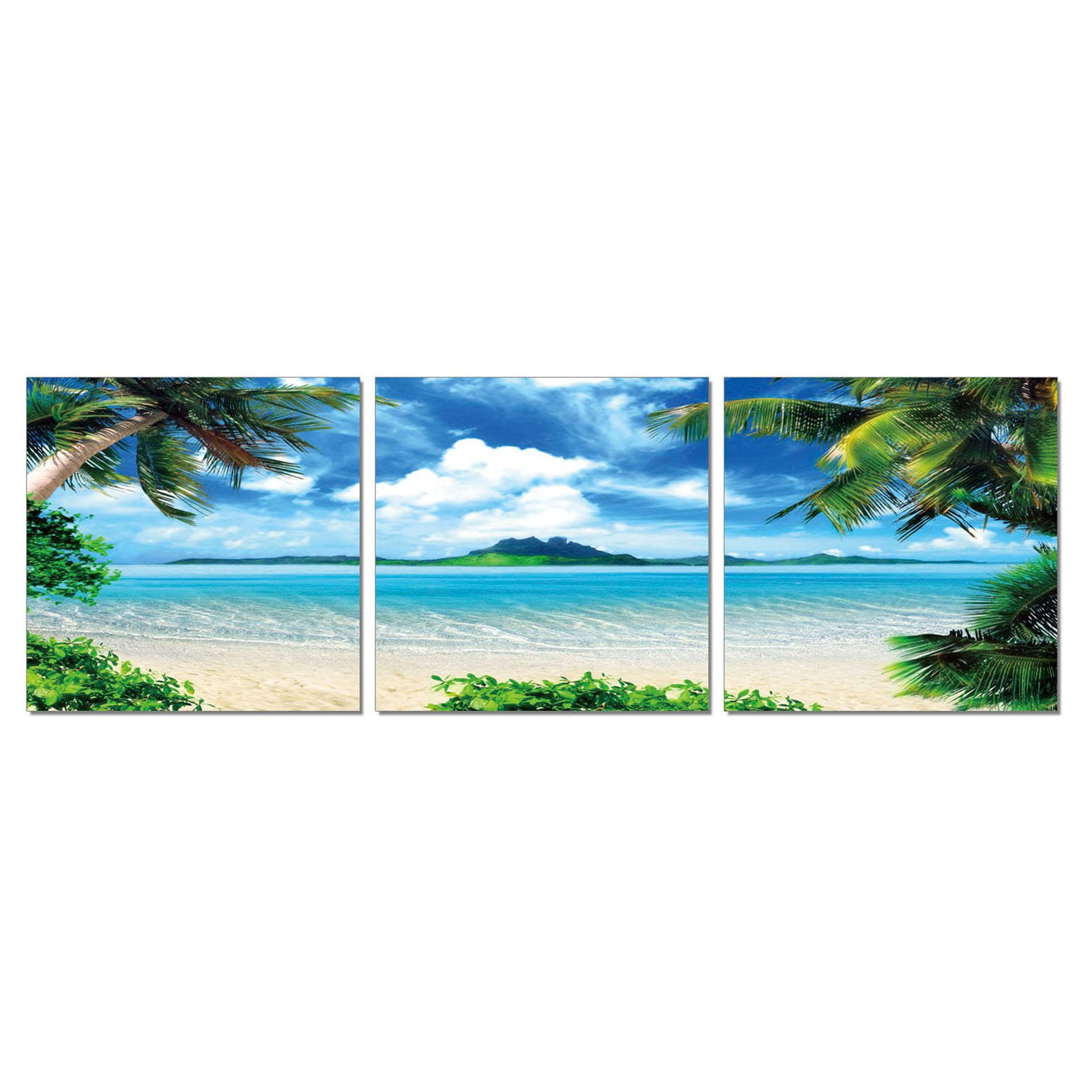 SENIC Coconut Tree Scenery 3-Panel Canvas on Wood Frame, 60 x 20-in ...