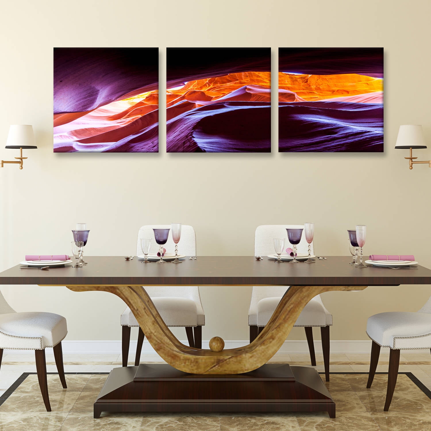 Furinno Seni Scenic Canyon Antelope 3-Panel Canvas on Wood Frame, 60 x ...