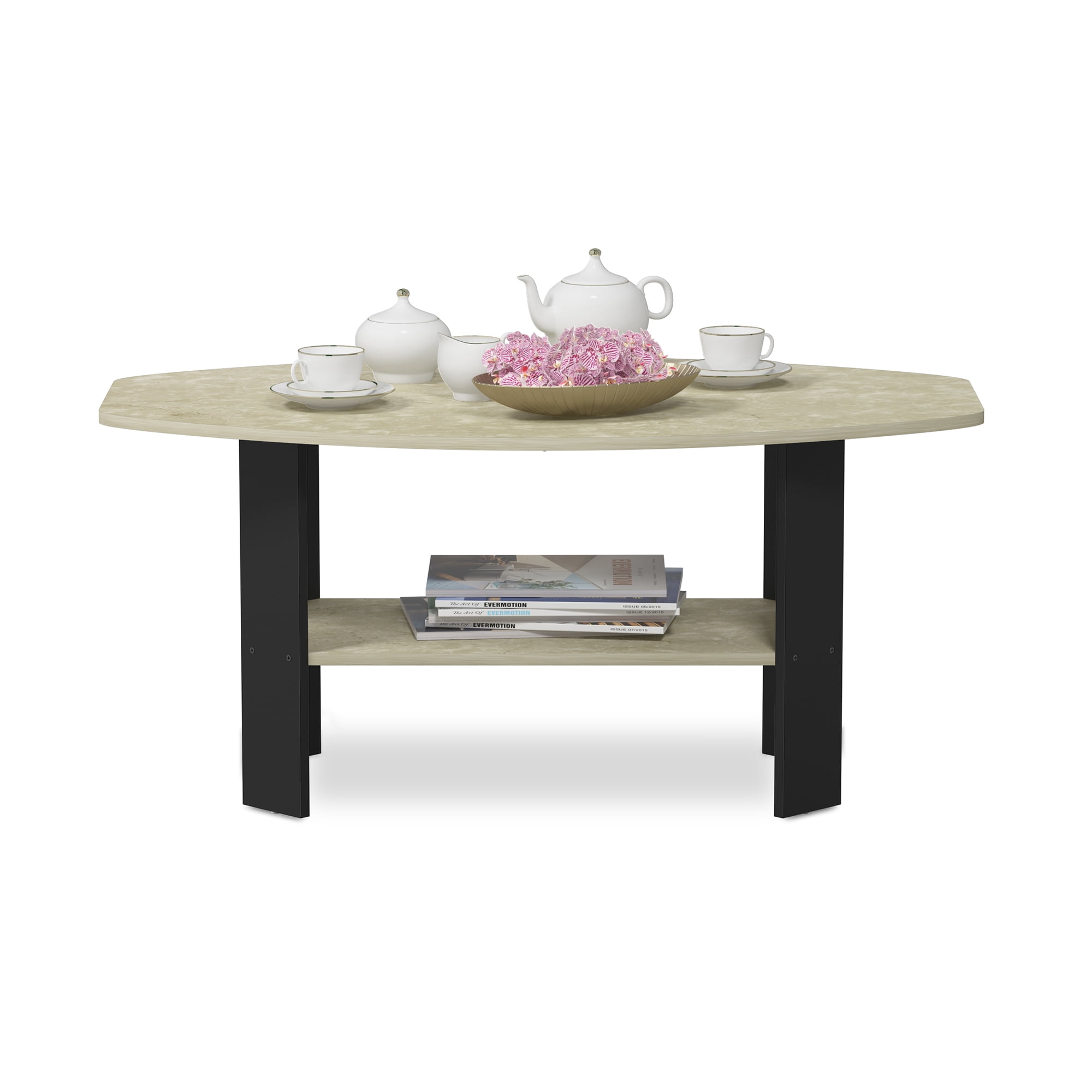 Furinno Simple Design Wood Coffee Table, Cream Faux Marble - Walmart.com