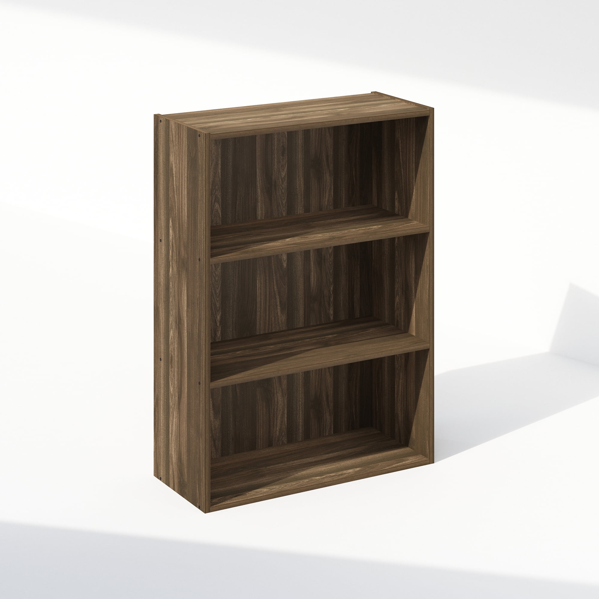 Furinno Simple Open Shelf, Bookcases, 3-Tier, Columbia Walnut - Walmart.com