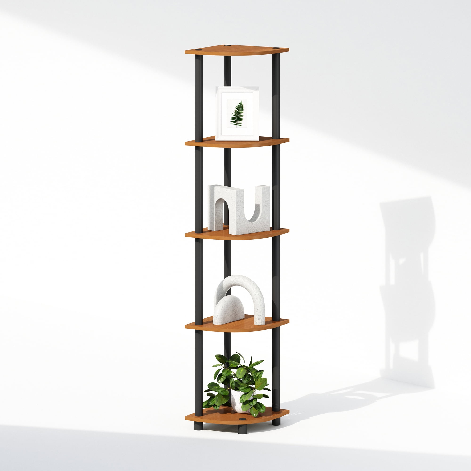 Furinno TURN-N-TUBE 5-Tier Corner Display Rack Shelving Unit Light ...