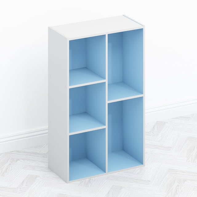 Furinno Tomi Organizer Bookcase, Bookshelf, 5-Cube, Light Blue ...