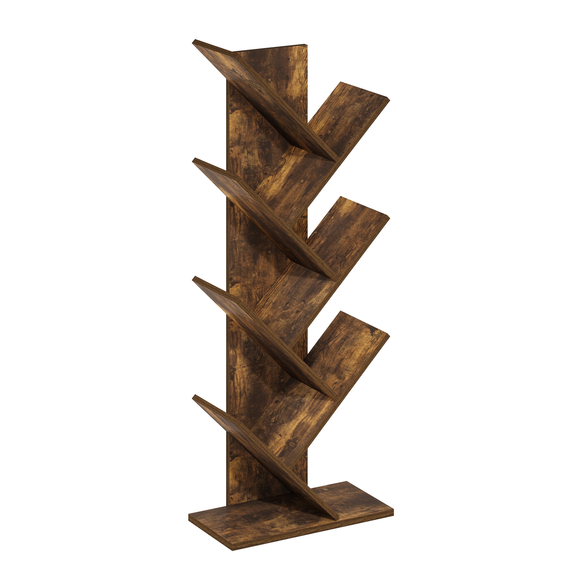 Furinno Solid Wood Furniture 7-Tier Tree Bookshelf, Floor Standing ...