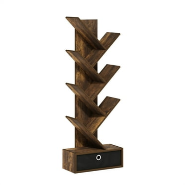 Furinno Tree Bookshelf 7-Tier Floor Standing Tree Bookcase with Bottom ...