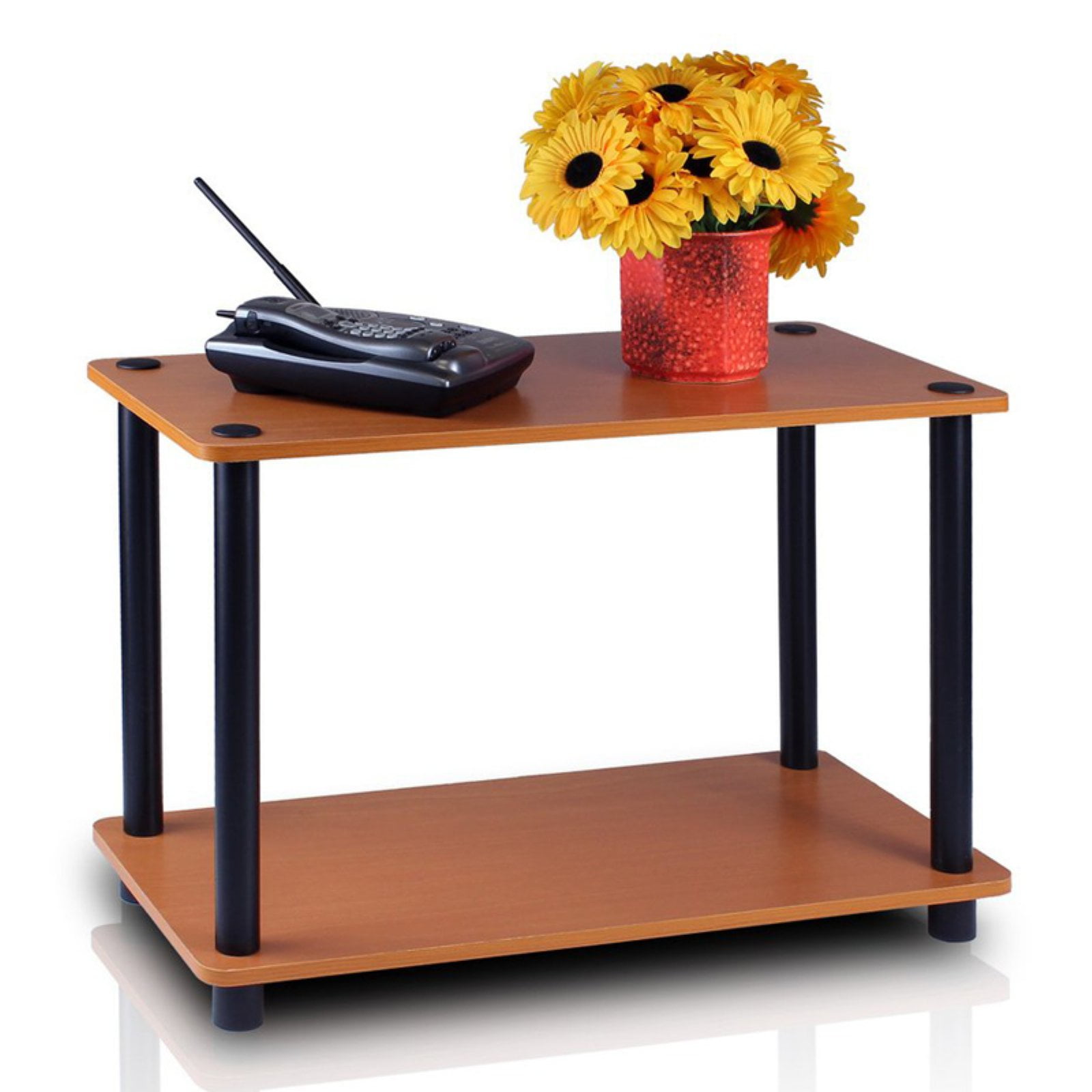 Furinno Turn-N-Tube 2-Tier No Tools Tube Shelf-End Table, Light Cherry ...