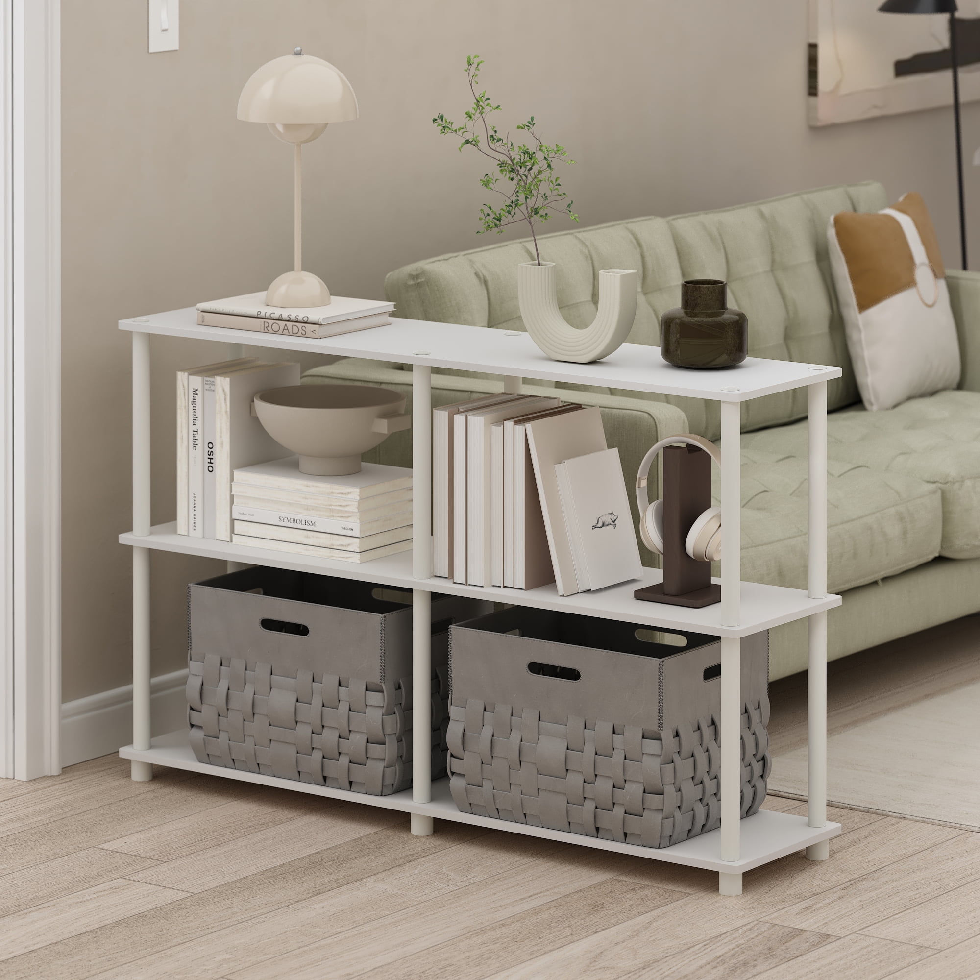 Furinno Turn-N-Tube 3-Tier Double Size Storage Display Rack, White ...