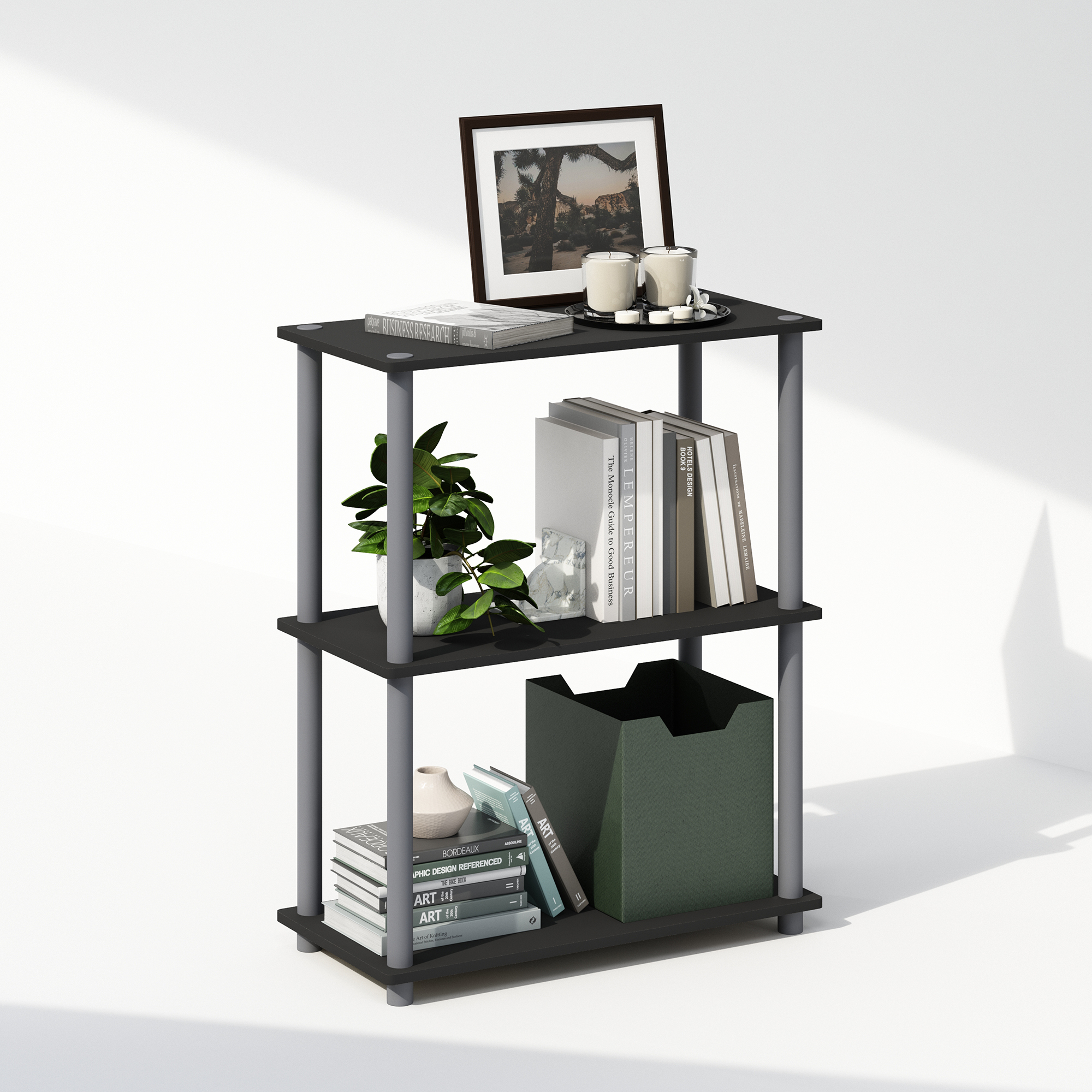 Furinno Turn-N-Tube 3-Tier Multipurpose Compact Display Rack, Shelving ...