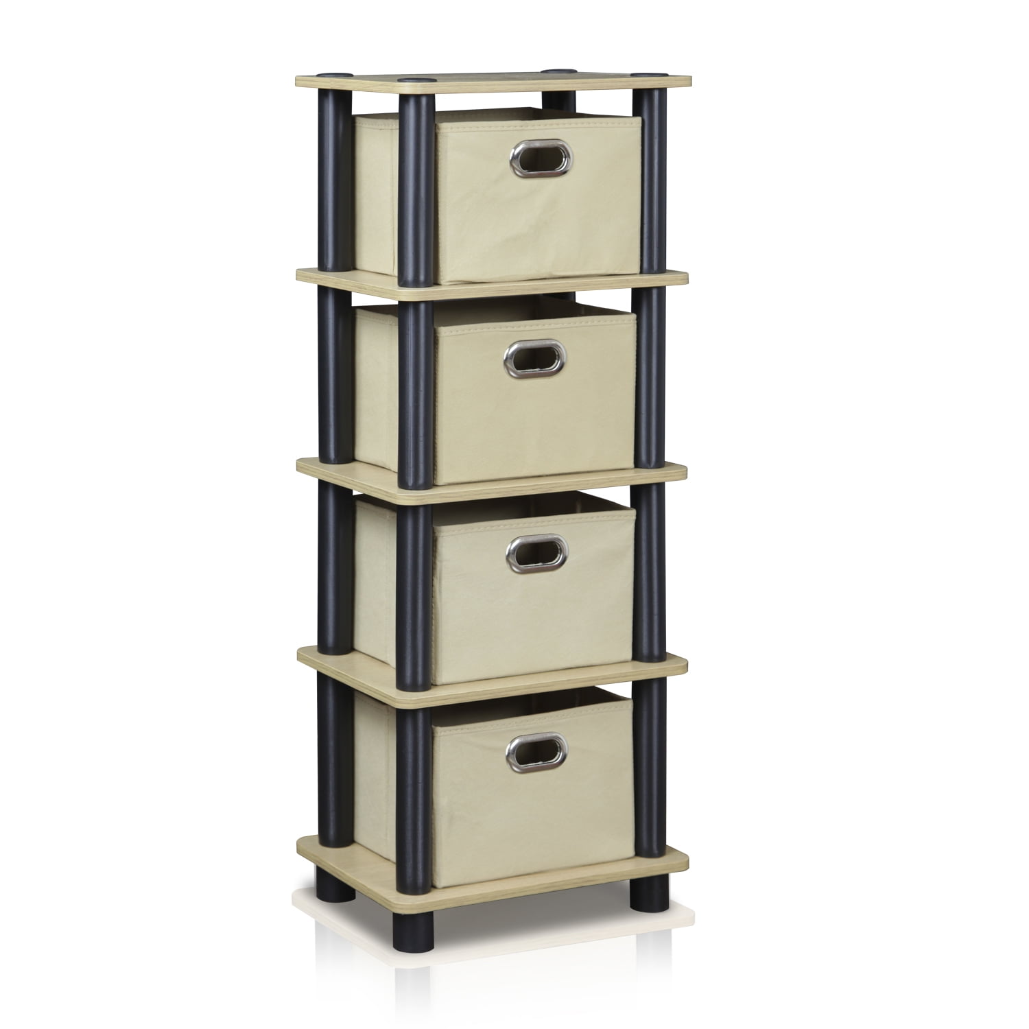 Furinno Laci Easy Assemble Space Saving 4-Bin Storage Shelves Unit, Oak ...