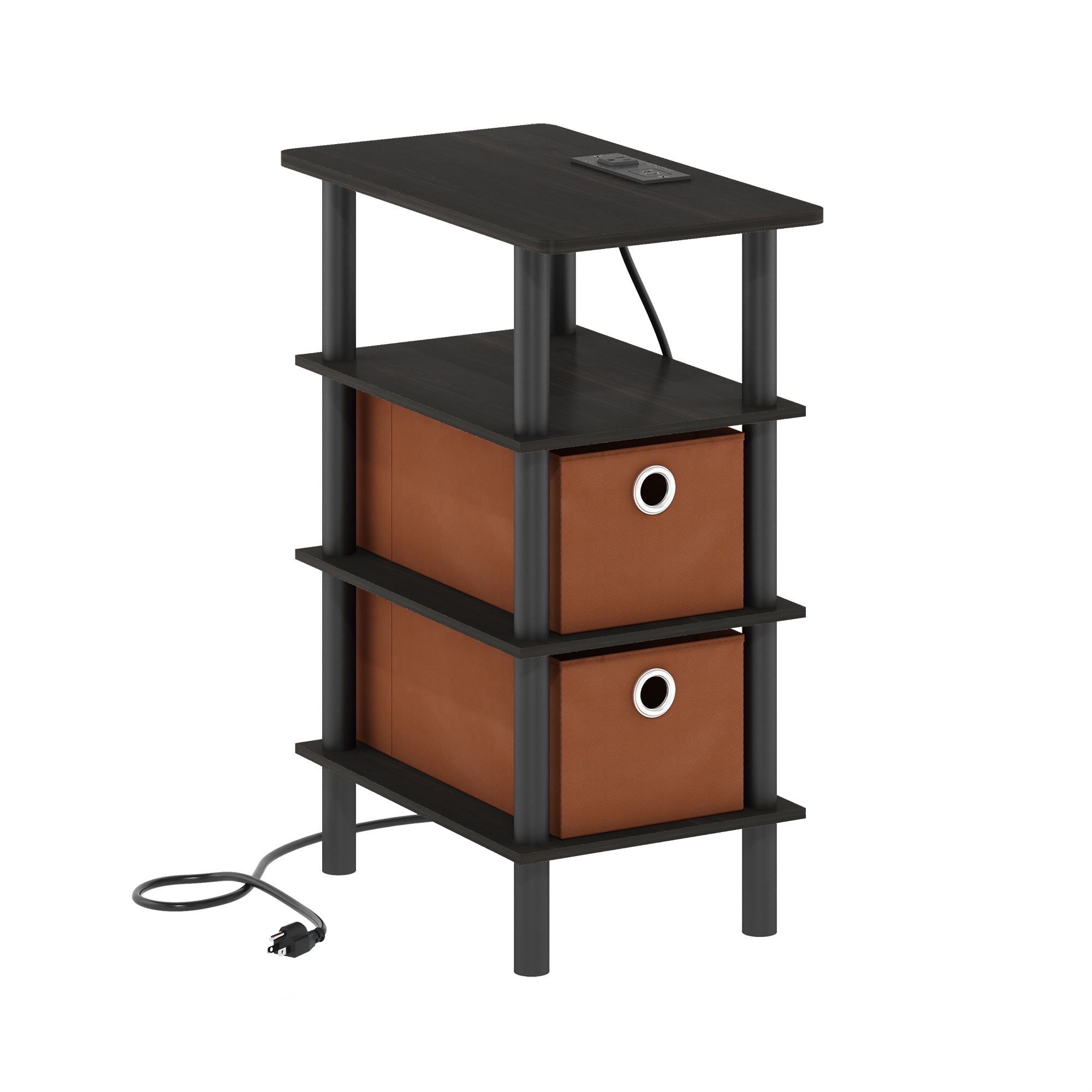 Furinno Turn-N-Tube 4-Tier Side Table, End Table, Nightstand with Bin ...