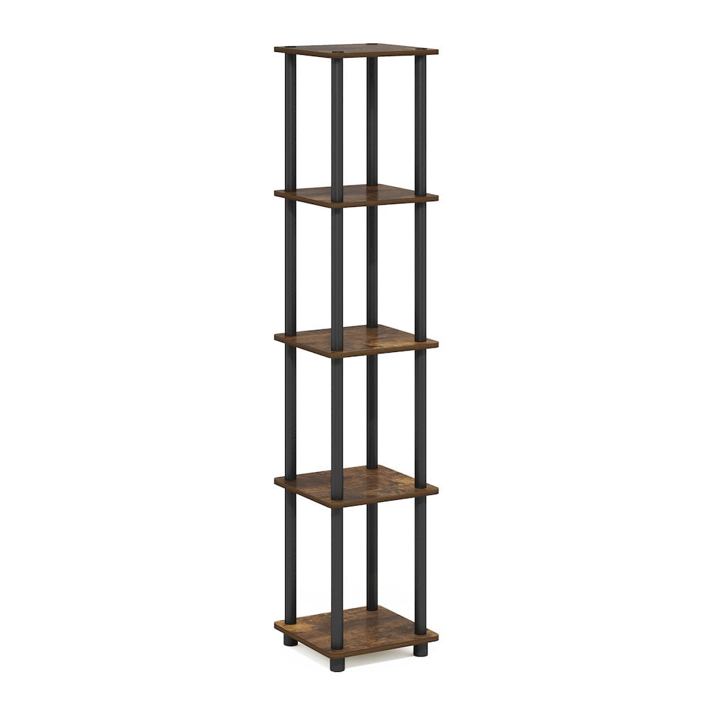 Furinno Turn-N-Tube 5-Tier Corner Square Rack Display Shelf, Amber Pine ...
