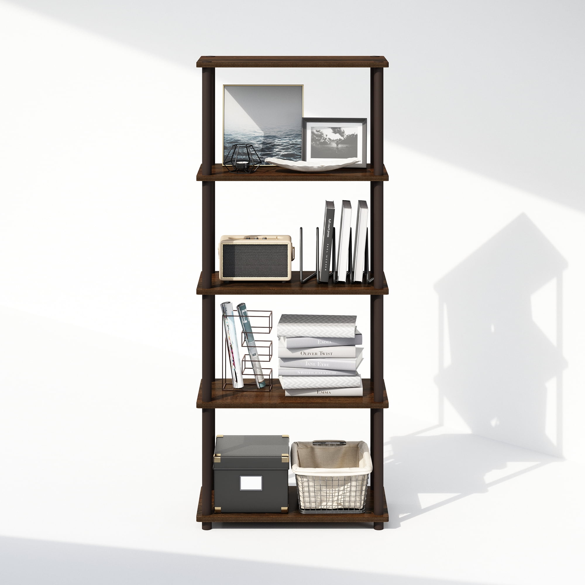 Furinno Turn-N-Tube 5-Tier Multipurpose Compact Display Rack, Shelving ...
