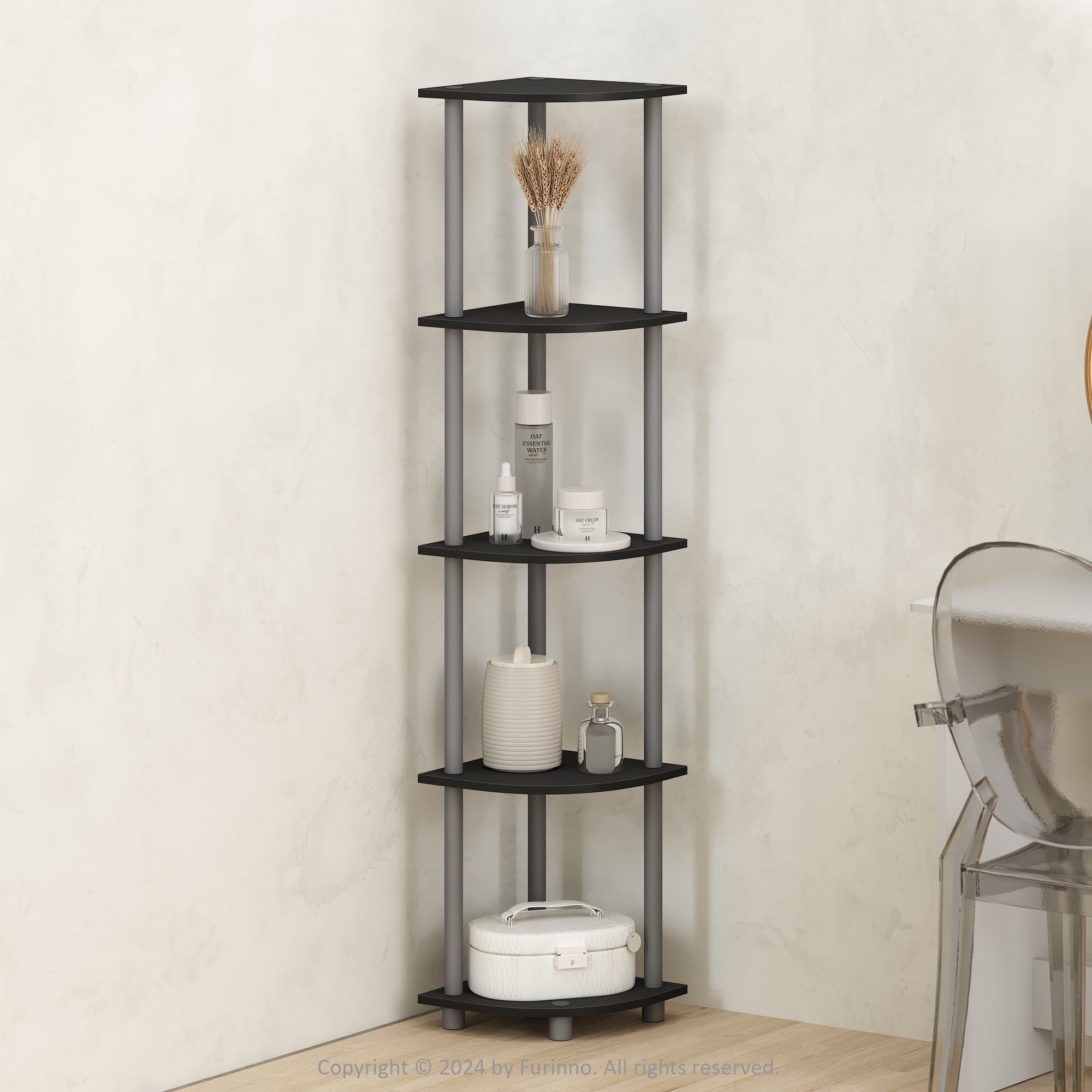 Furinno Turn-N-Tube 5 Tier Multipurpose Corner Display Rack Shelving ...
