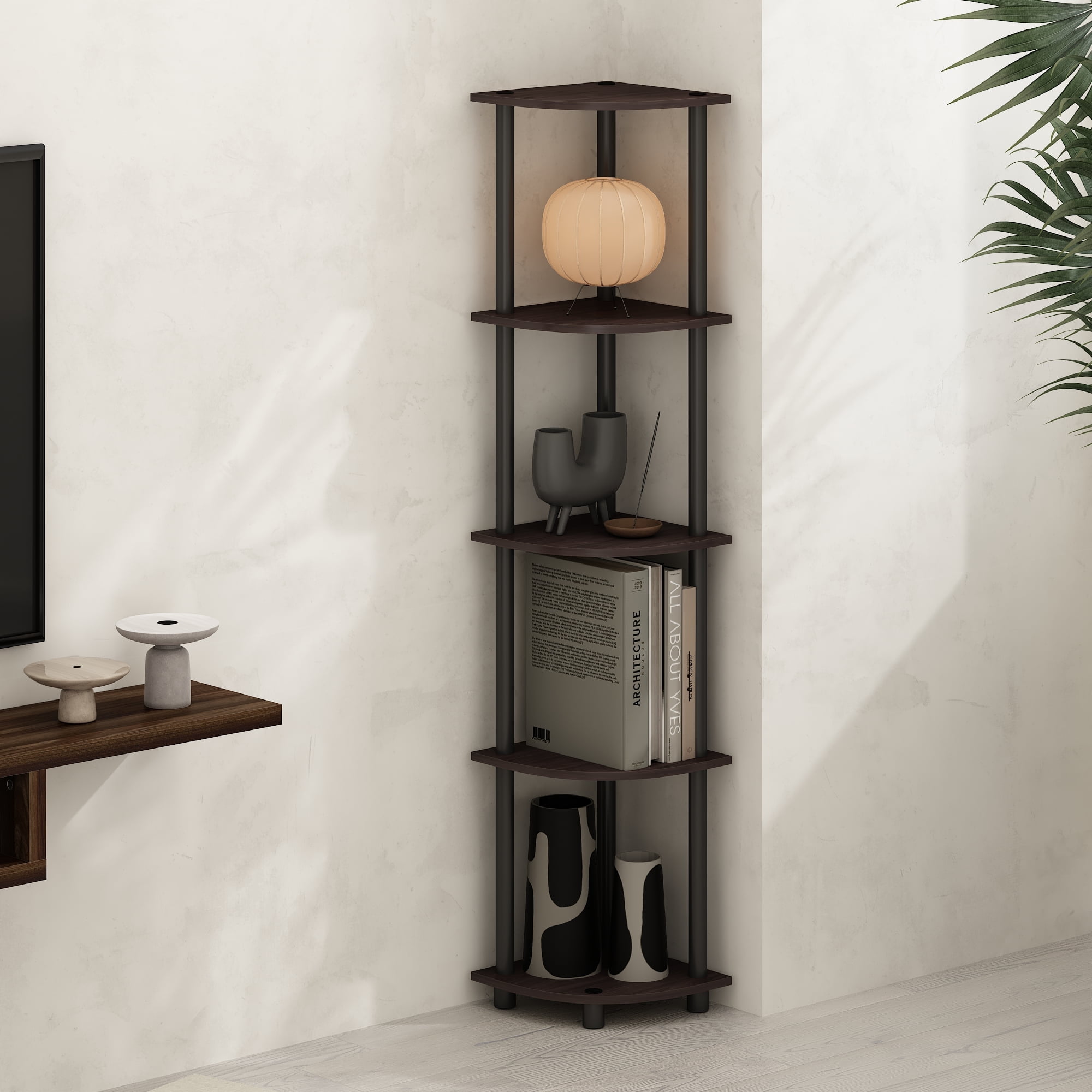 Furinno Turn-N-Tube 5-Tier Corner Display Rack, 11.6x11.6x57.7 in ...