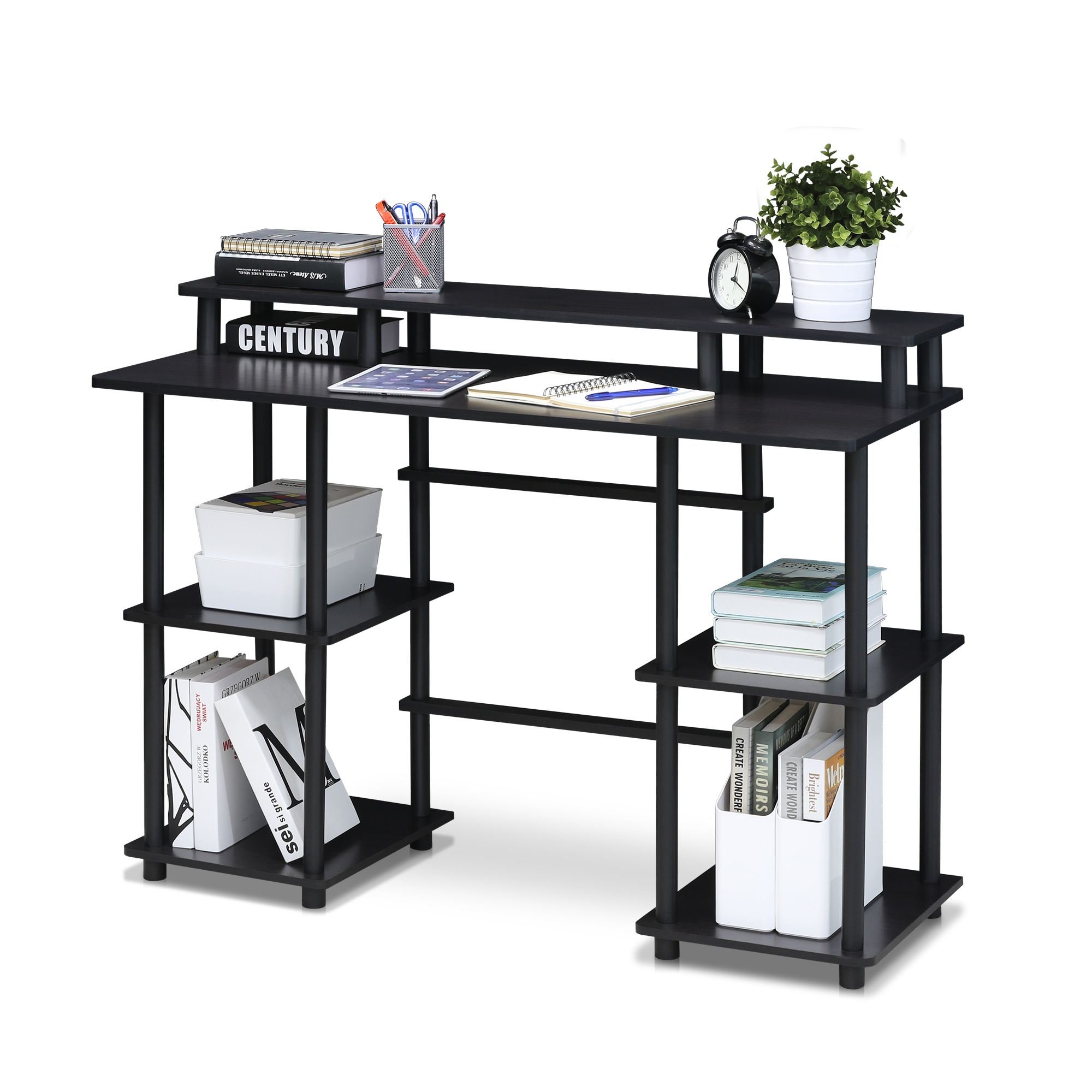 Furinno Turn-N-Tube Computer Desk with Storage Bins, 17072EX/BK ...