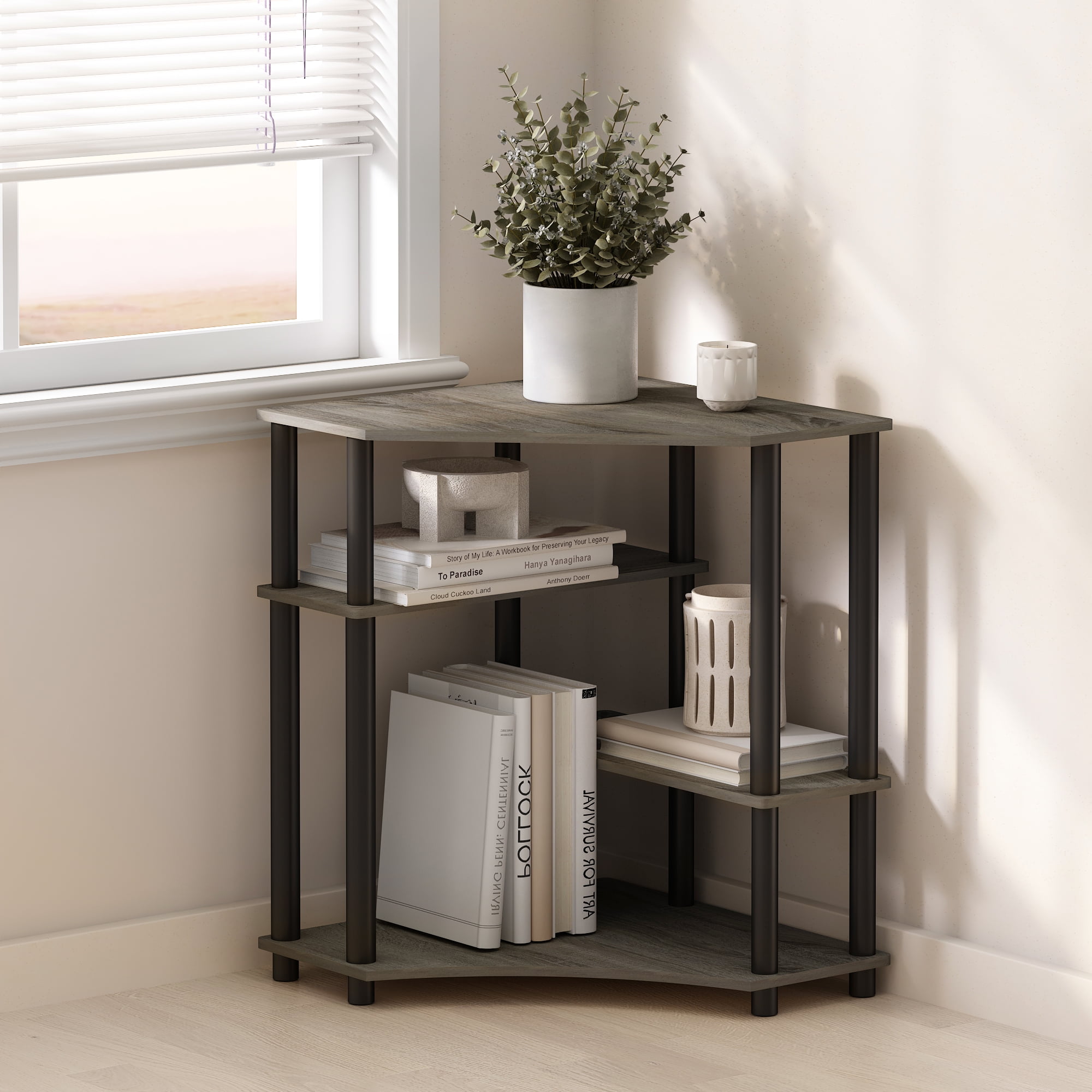 Furinno Turn-N-Tube Multipurpose Corner Shelf, Display Rack, Bookshelf ...
