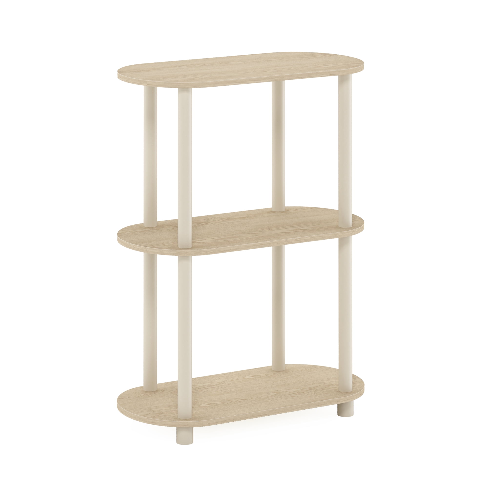 Furinno Turn-N-Tube 3-Tier Modern Oval Shelving Unit, Bauhaus Oak/Beige ...