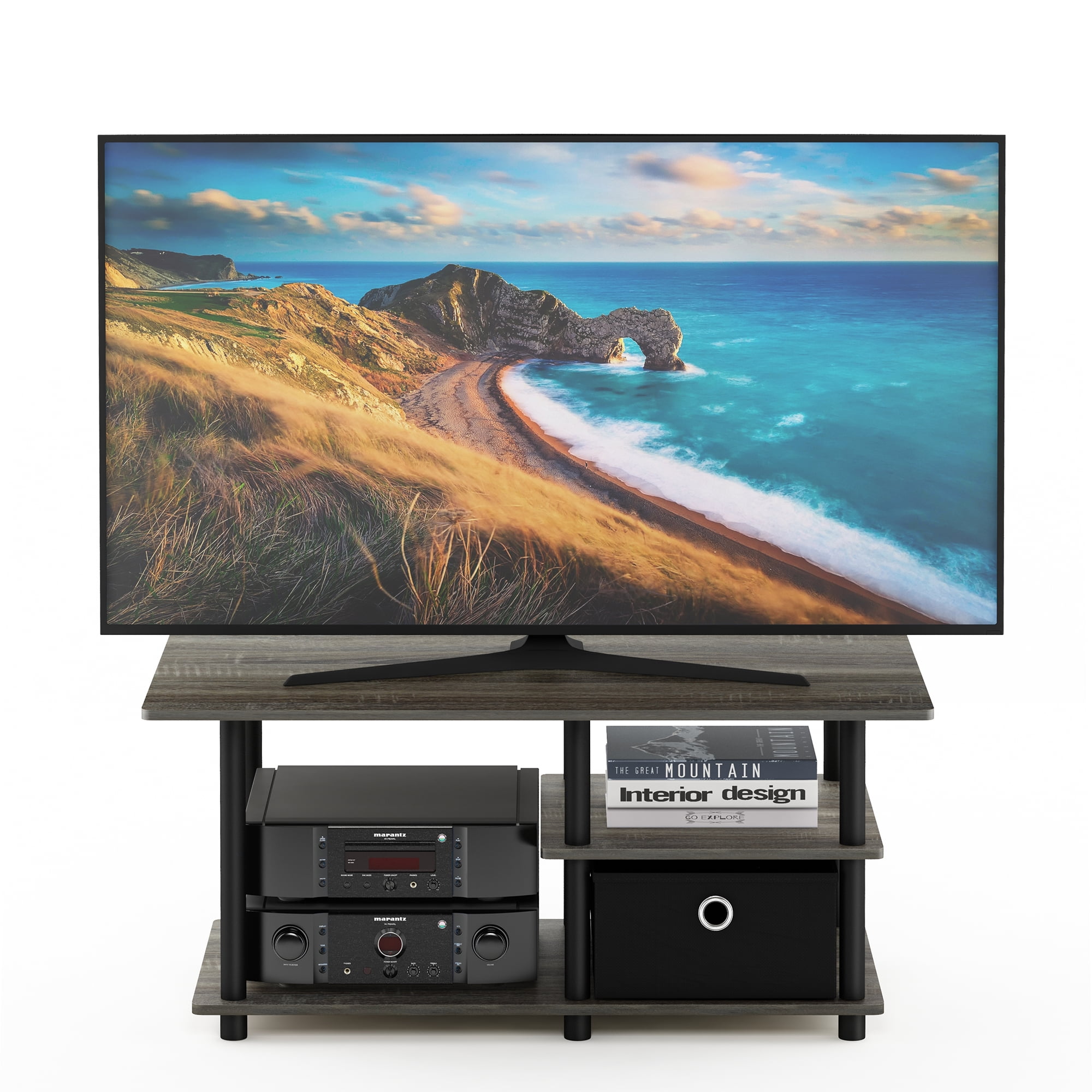 Furinno Turn-N-Tube TV Stand for TV up to 45 with Storage Bin, Multiple ...