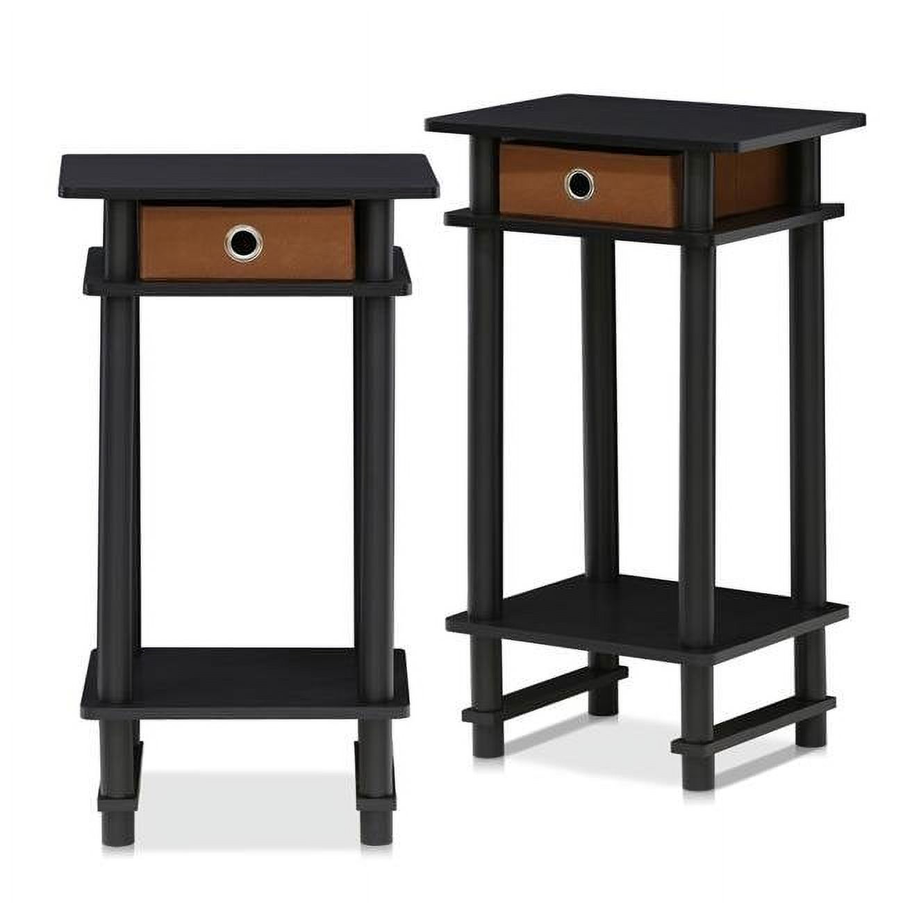 Furinno Andrey End Table with Bin Drawer, Americano/Medium Brown ...