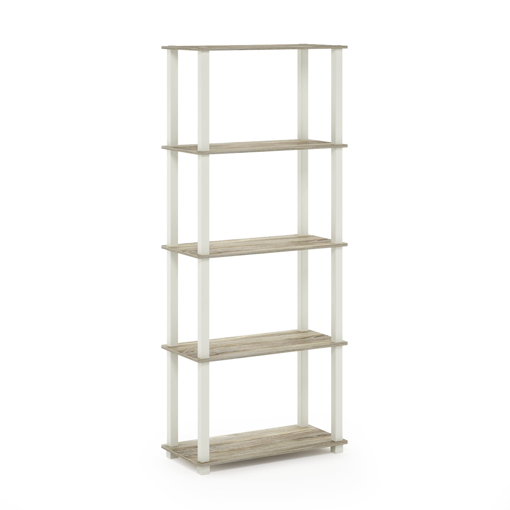 Furinno Turn-S-Tube 5-Tier Square Tubes Display Shelf, Sonoma Oak/White ...